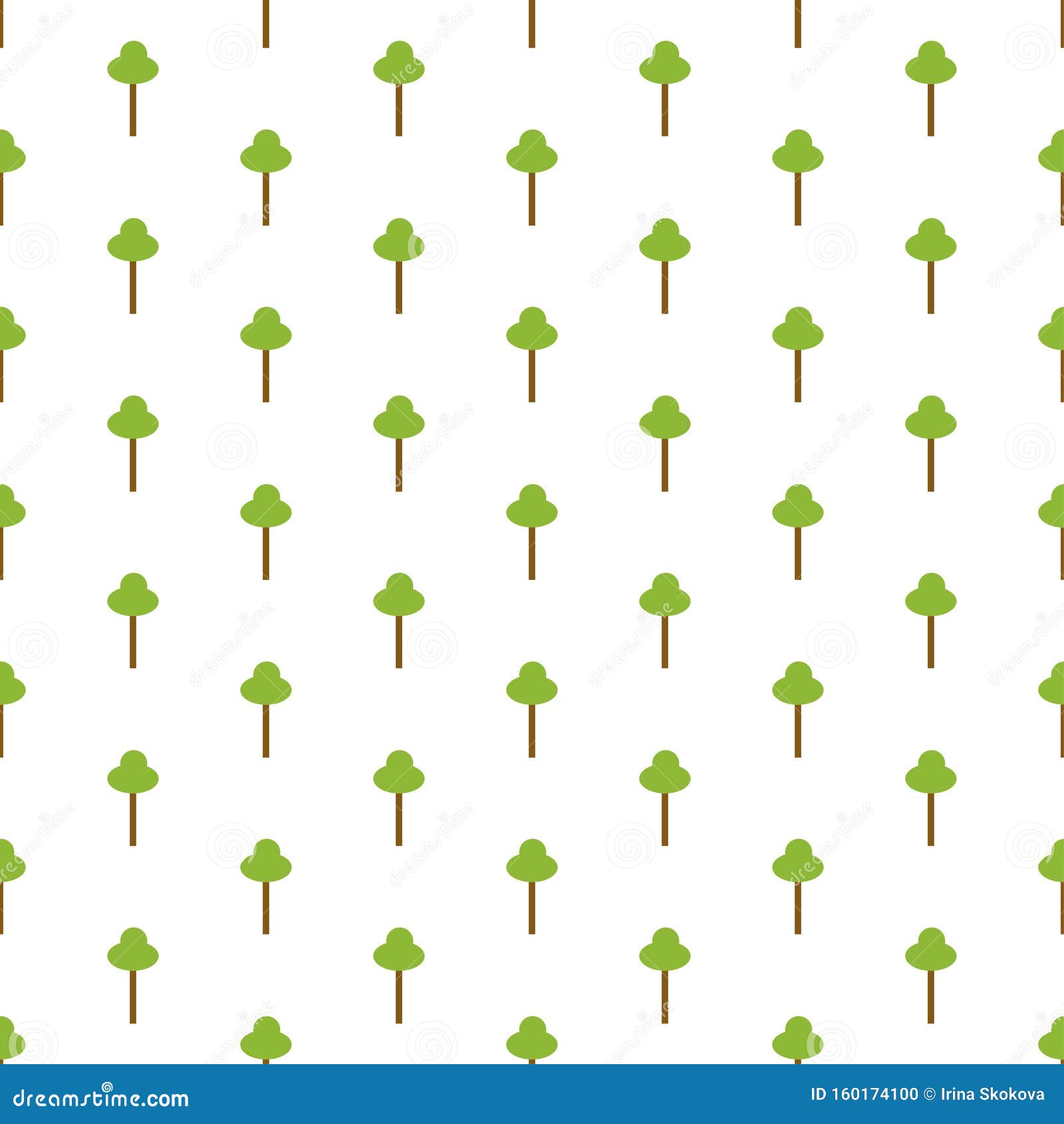 Vector Seamless Pattern with Trees Icon Elements. Repeatable Green Tree ...