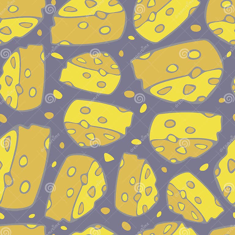 Vector Seamless Pattern with Triangular Pieces of Cheese. Stock Vector ...