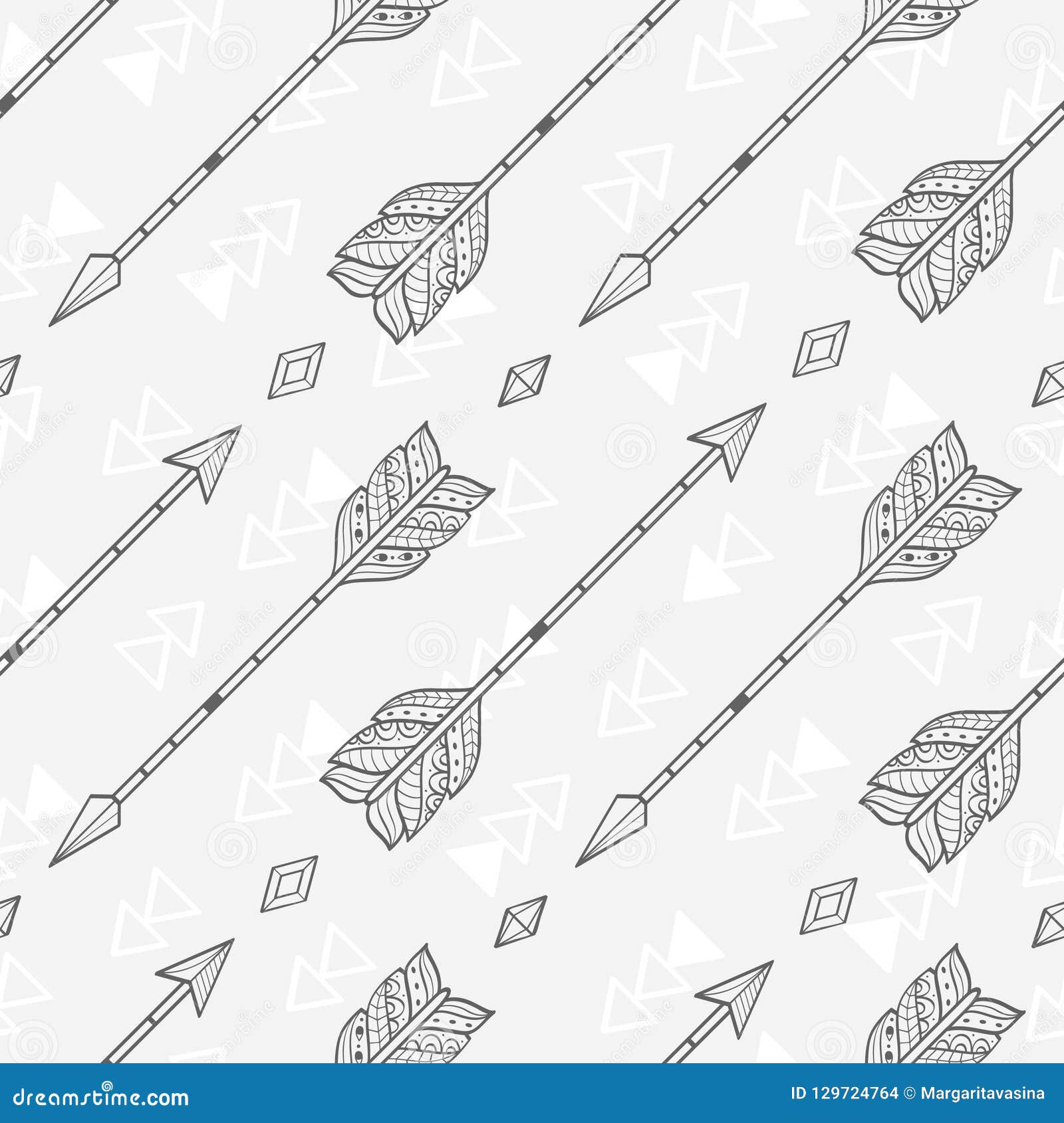 Vector Seamless Pattern with Tribal Arrows Stock Vector - Illustration ...