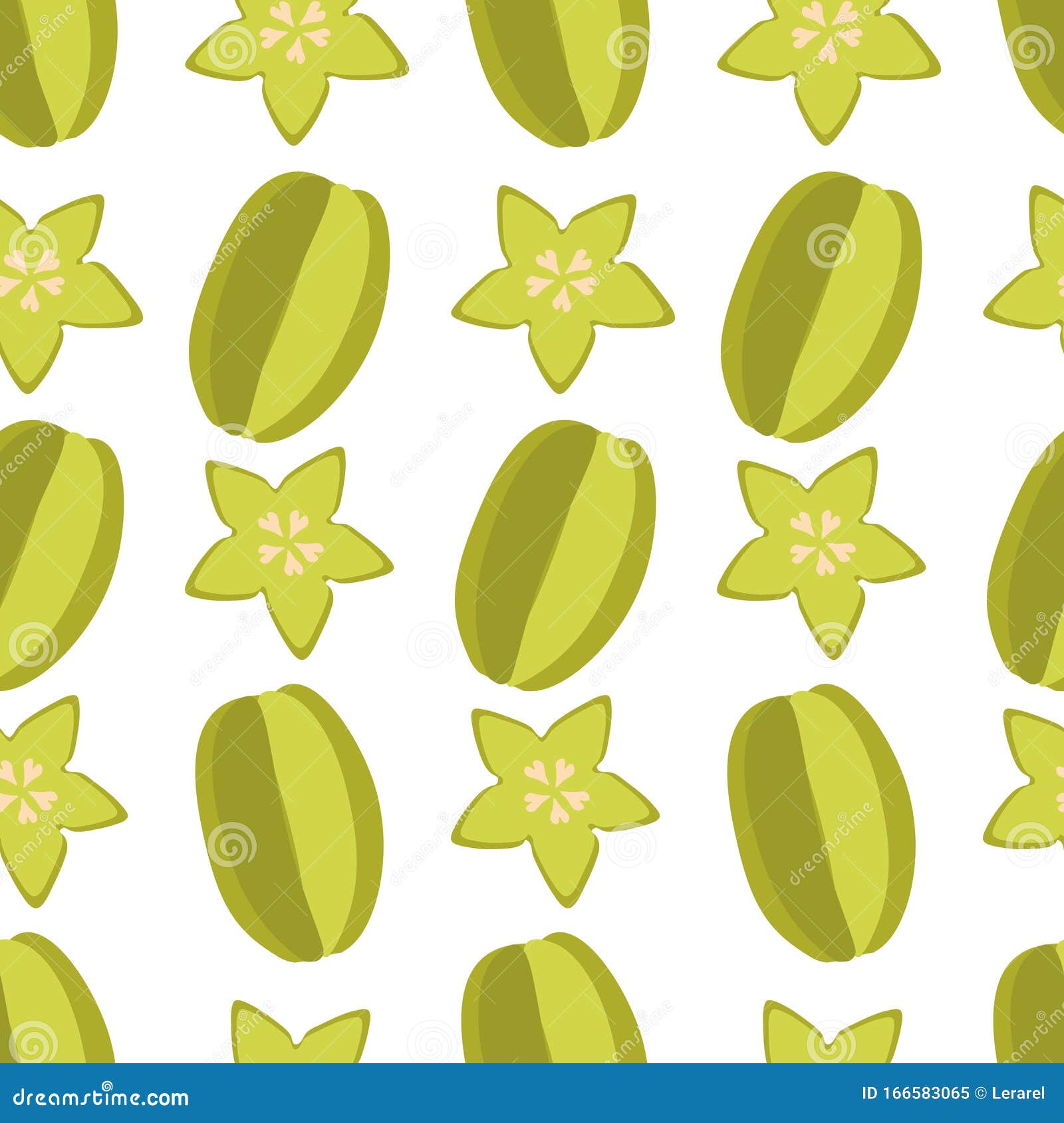 Vector Seamless Pattern With Tropical Carambola Fruit. For Design ...