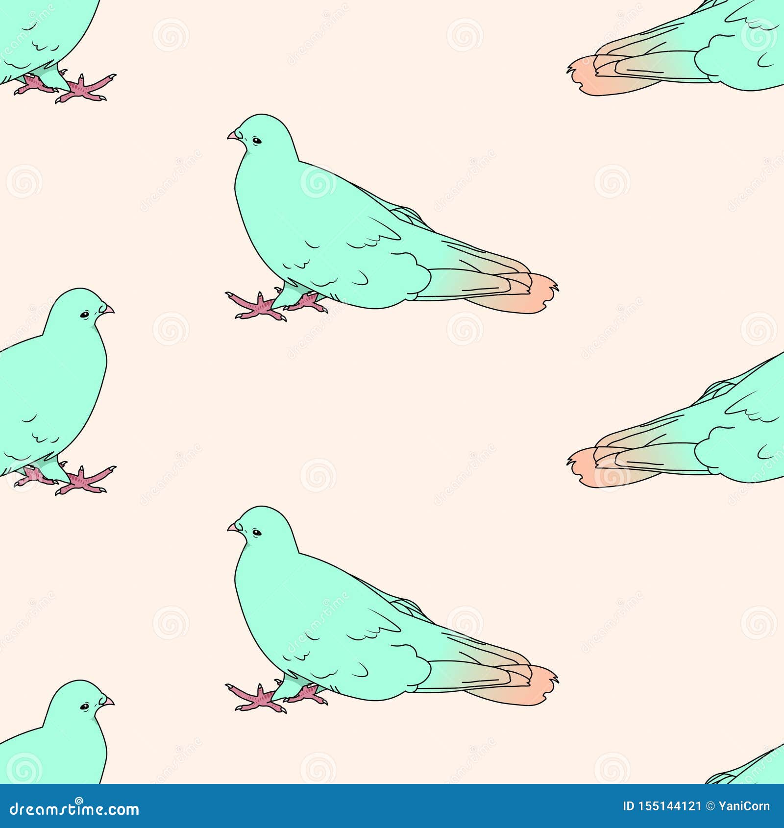 Vector Seamless Pattern Tropical Pigeon Bird Stock Vector ... Vector Seamless Pattern Tropical Pigeon Bird Stock Vector ...