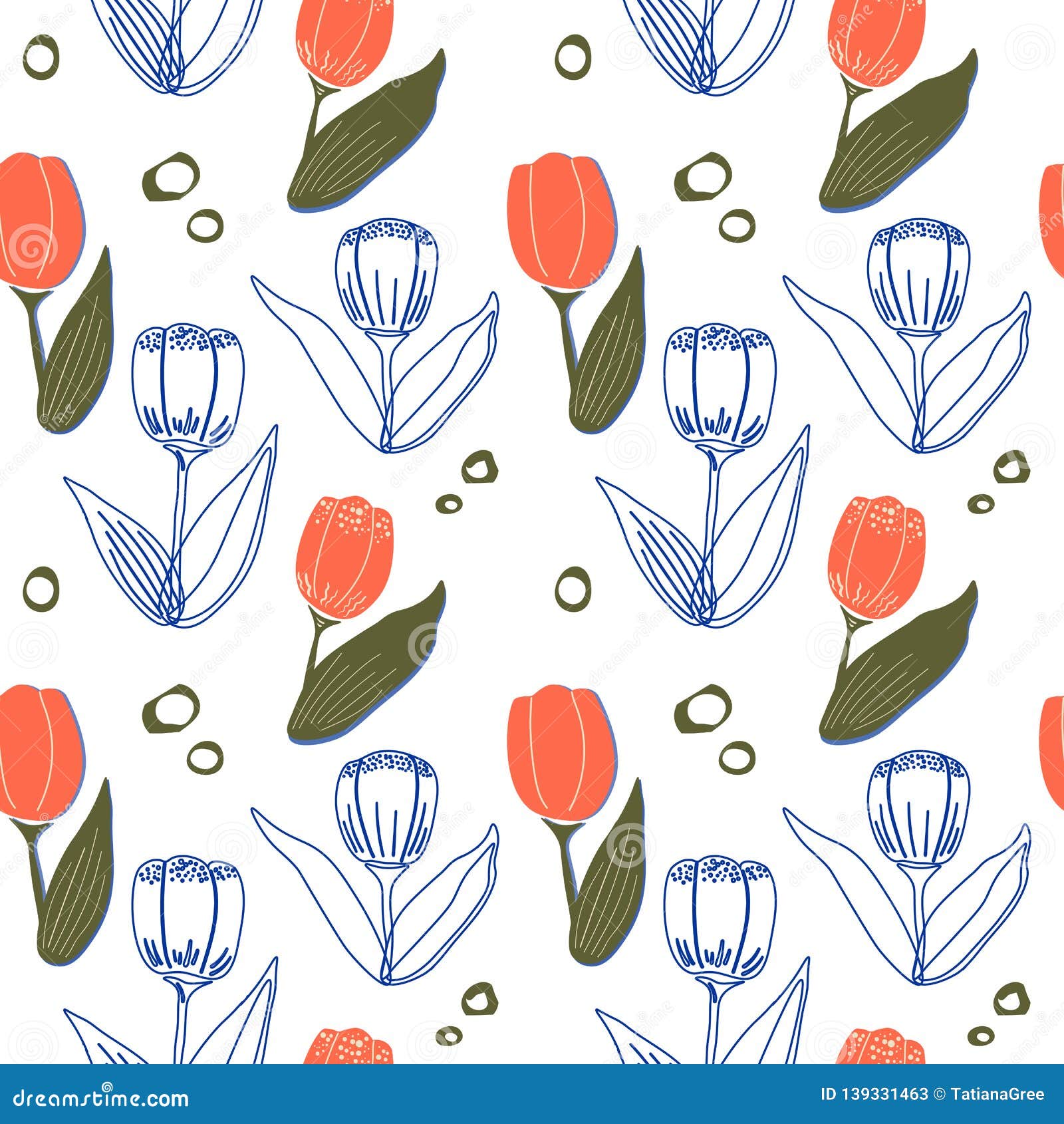 Vector Seamless Pattern with Tulips Stock Vector - Illustration of ...