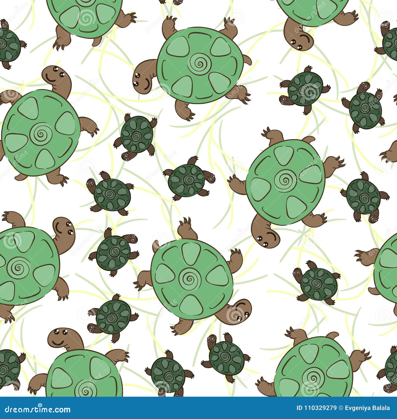 Vector Seamless Pattern with Turtles. Hand-drawn Winter Illustration ...