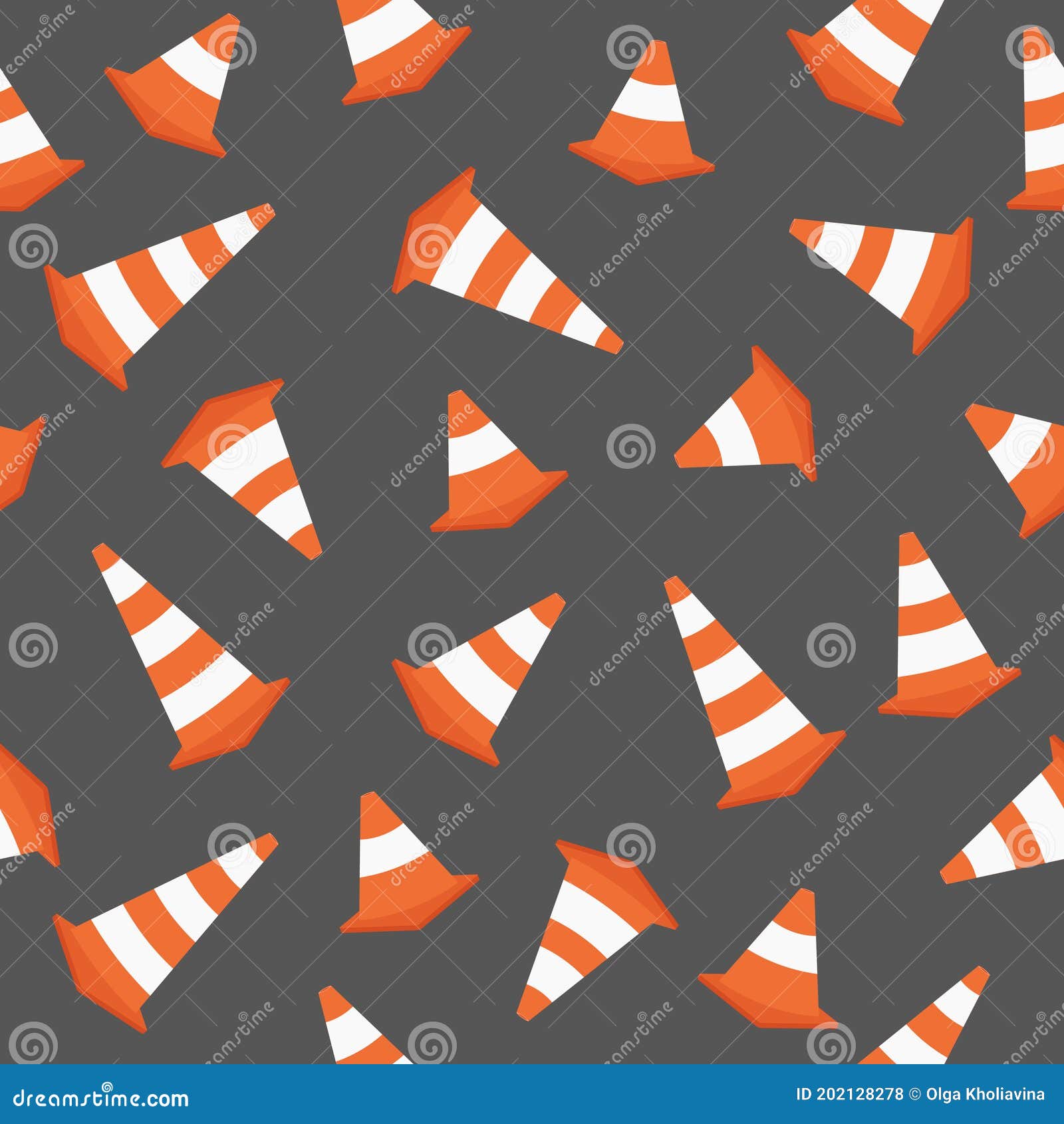 Vector Seamless Pattern, Types of Traffic Cones, Different Sizes and ...