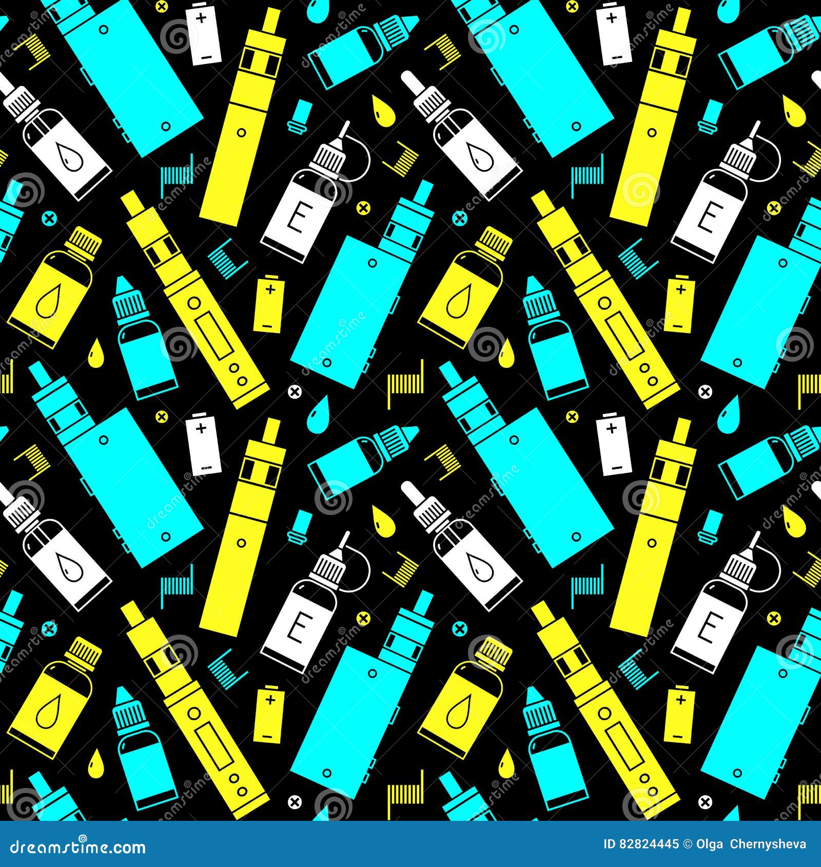 Vector Seamless Pattern of Vape and Accessories Stock Vector ...
