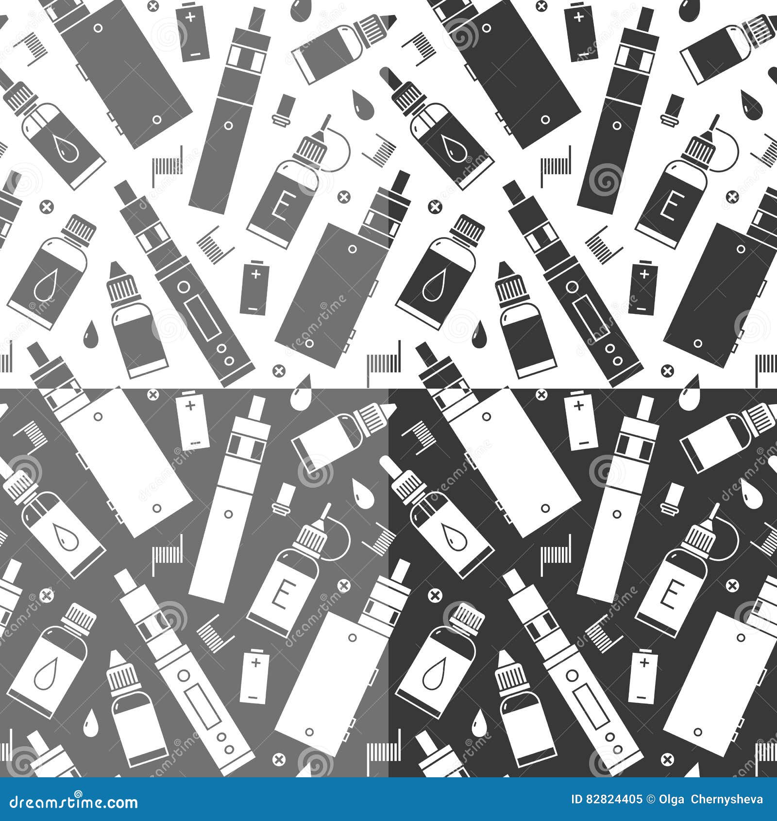 Vector Seamless Pattern of Vape, E-cigarette Stock Vector ...