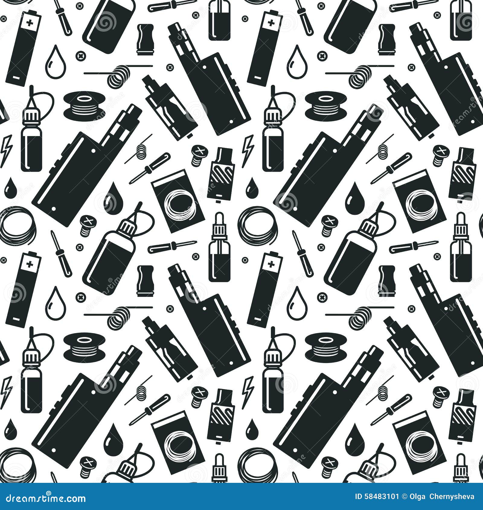 Vector Seamless Pattern of Vaporizer and Accessories Stock Vector ...