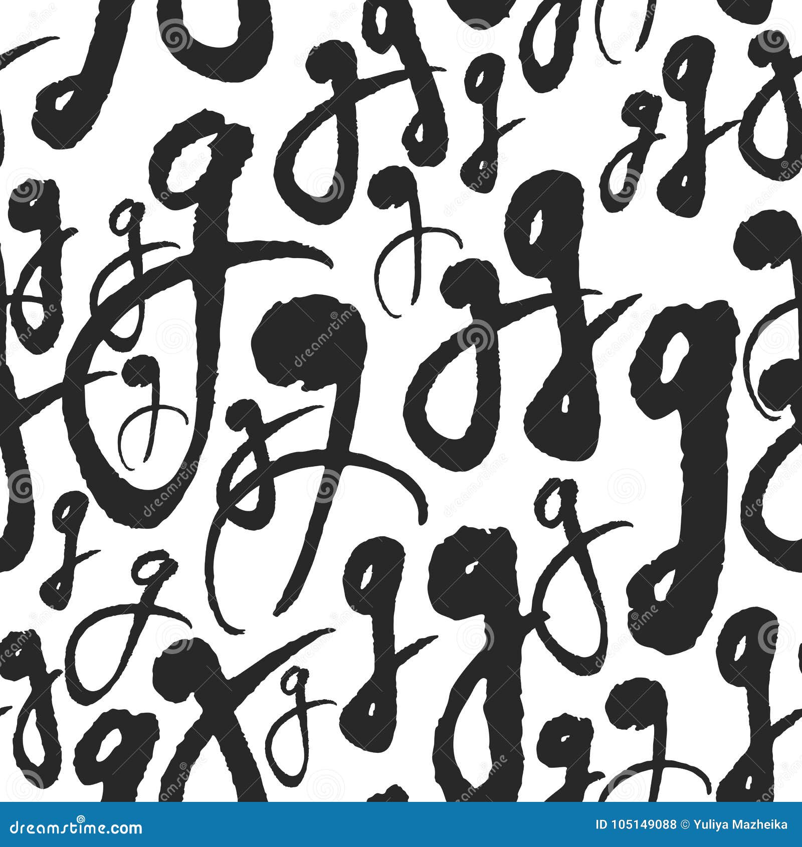 Vector Seamless Pattern with Calligraphy Letters G Stock Vector ...