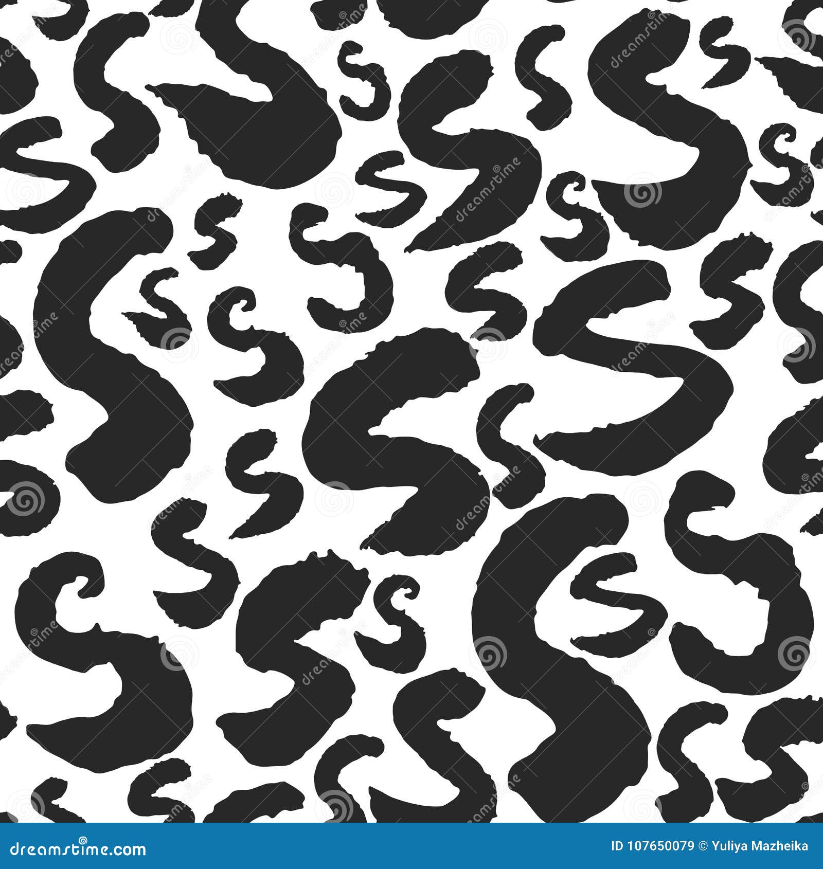 Vector Seamless Pattern with Calligraphy Letters S Stock Vector ...