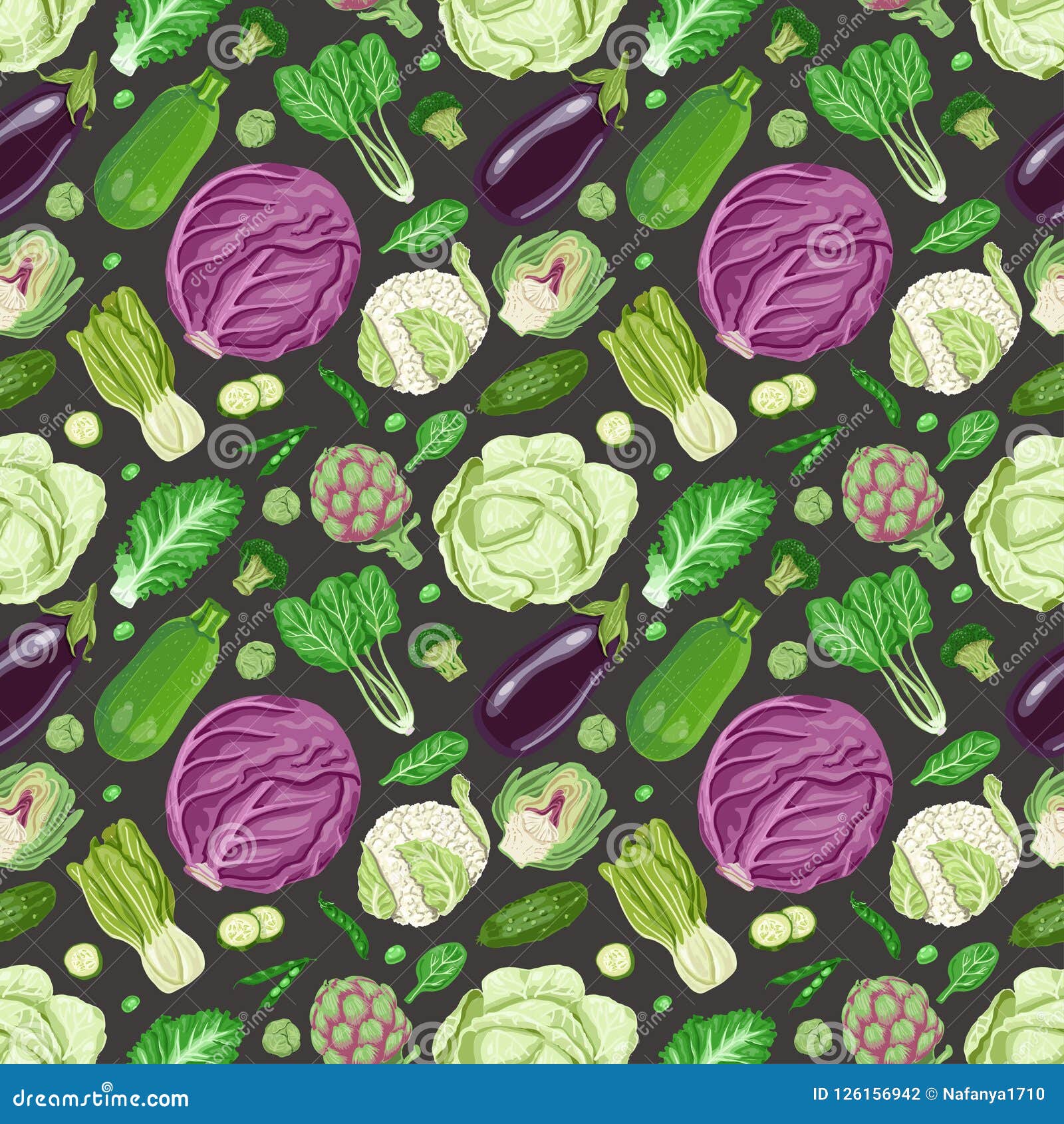 Vector Seamless Pattern with Vegetables Stock Vector - Illustration of ...