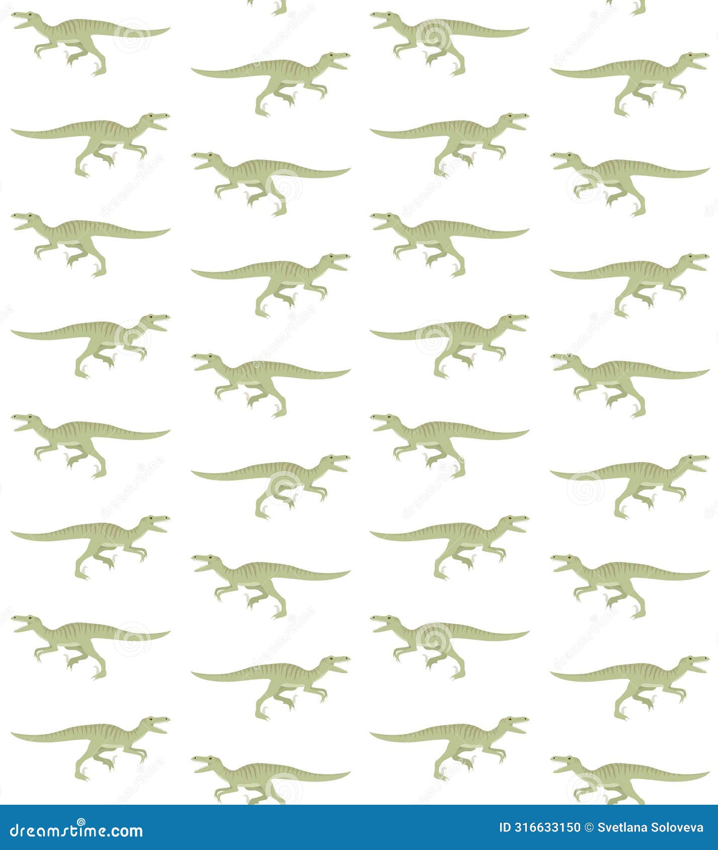 Vector Seamless Pattern of Velociraptor Dinosaur Stock Vector ...