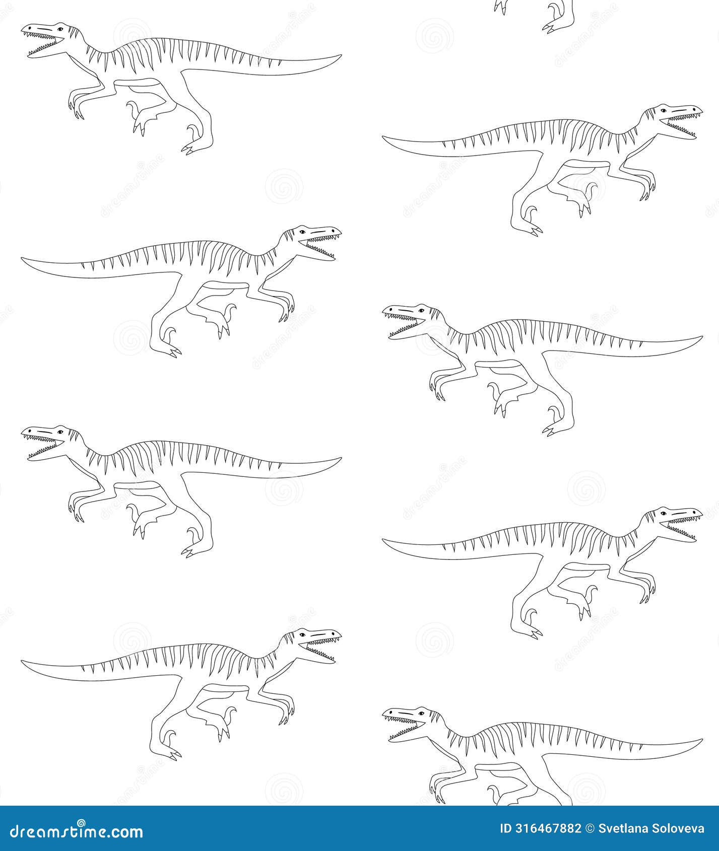 Vector Seamless Pattern of Velociraptor Dinosaur Stock Illustration ...