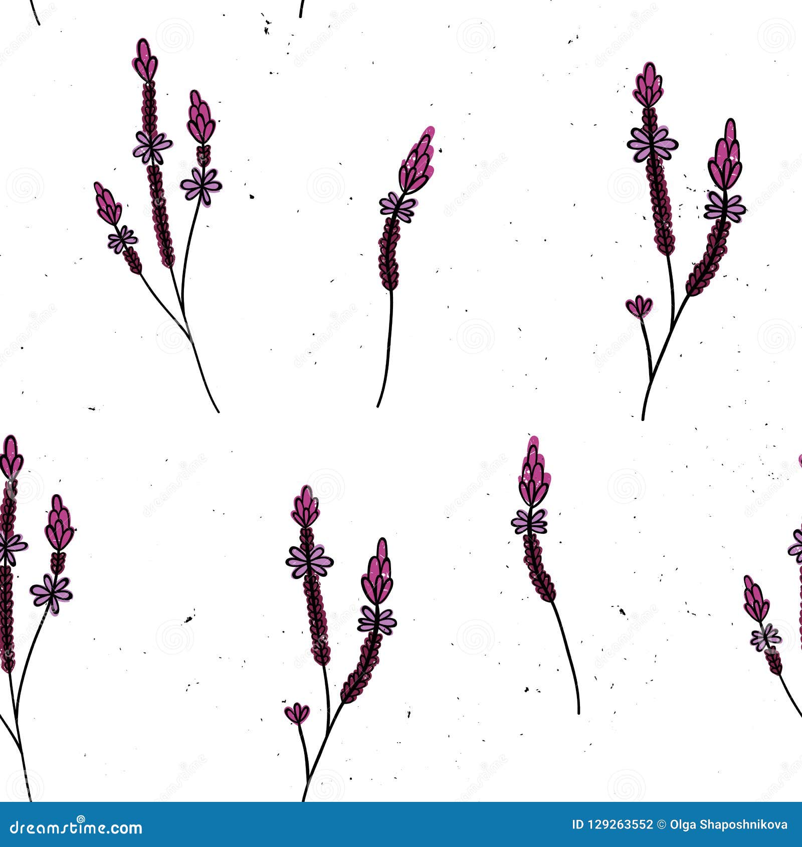 Vector Seamless Pattern with Verbena. Hand Drawn Style Stock ...