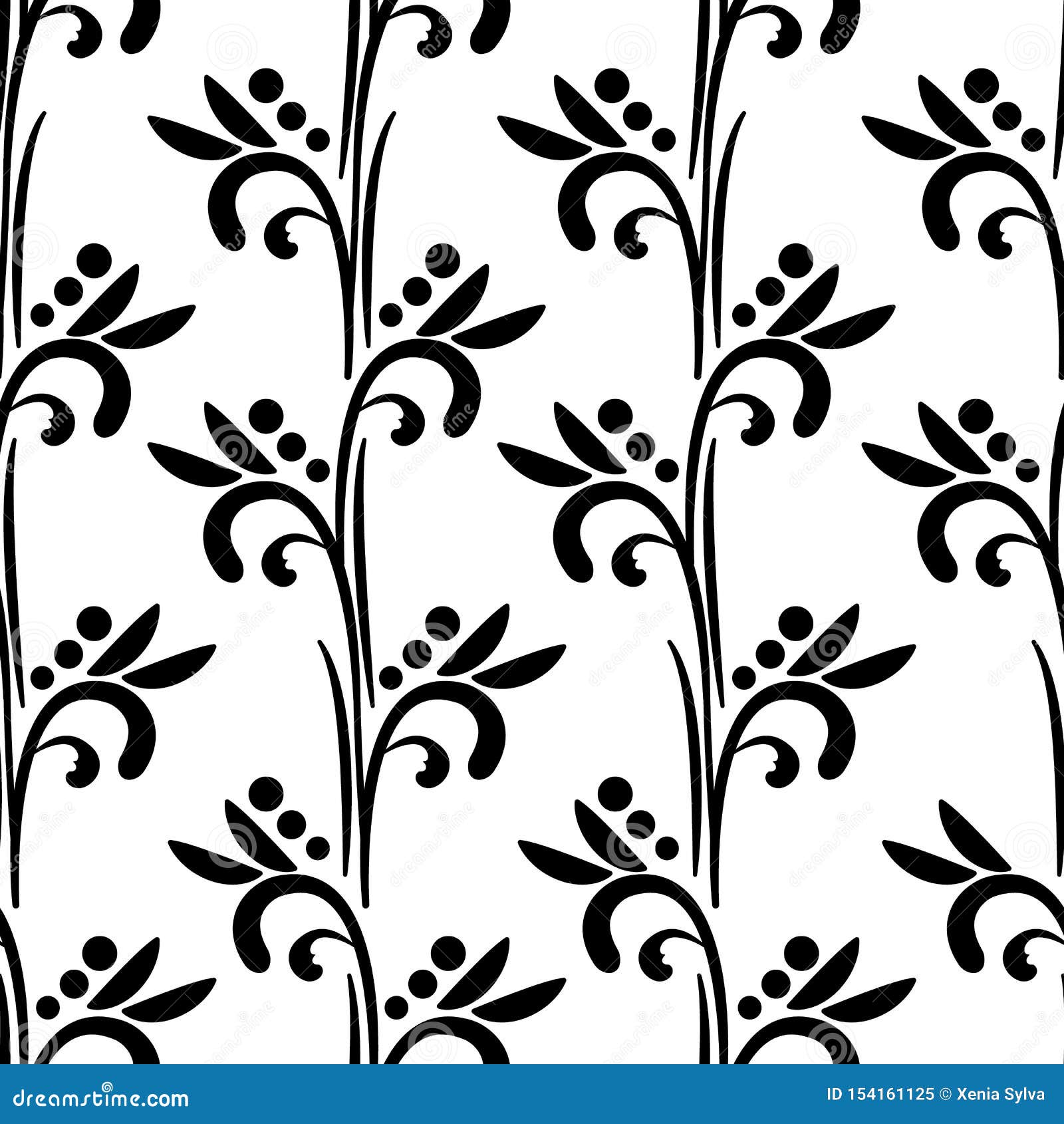 Vector Seamless Pattern with Vertical Branches. Stock Vector ...