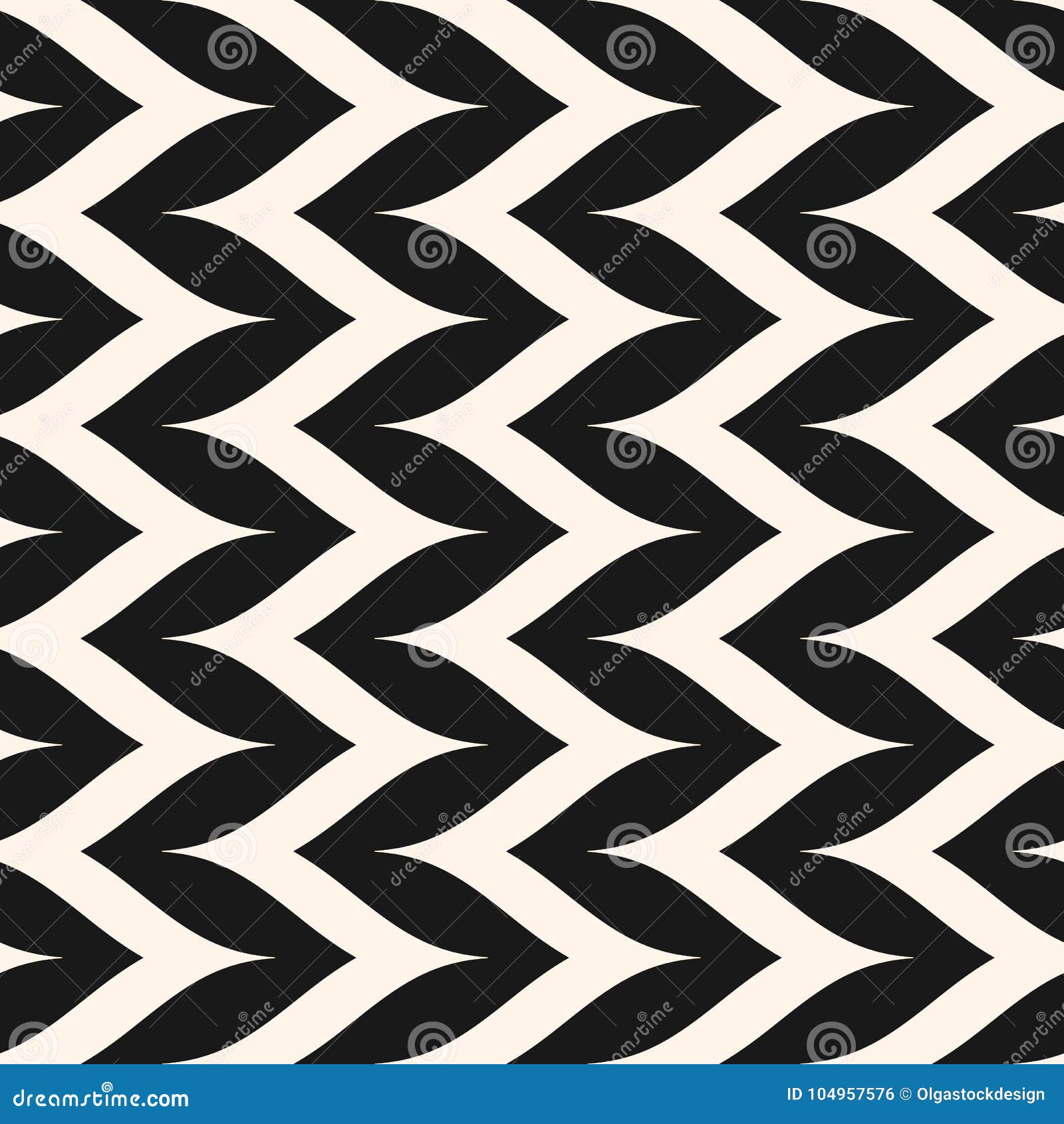 Vector Seamless Pattern Vertical Curly Zig Zag Lines Herringbone Pattern Stock Vector