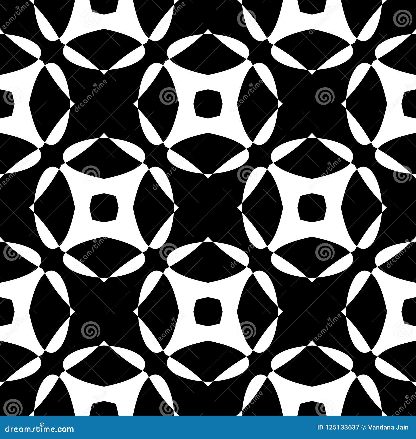 Black and White Seamless Curved Pattern Stock Vector - Illustration of ...