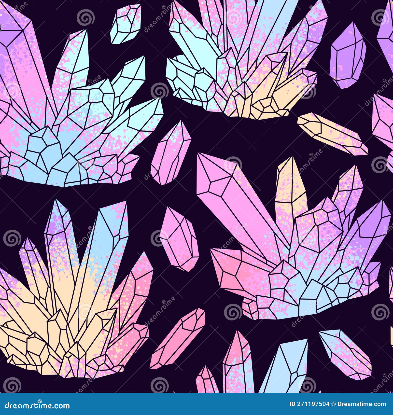 Vector Seamless Pattern with Vibrant Crystal Gems Stock Vector ...