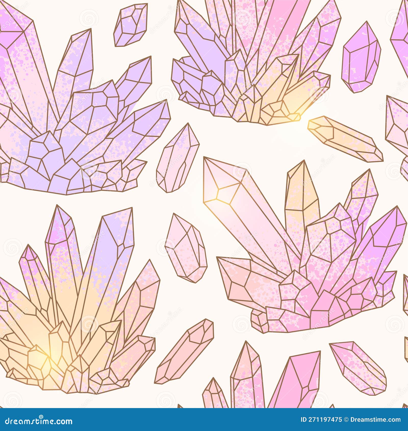 Vector Seamless Pattern with Vibrant Crystal Gems Stock Vector ...