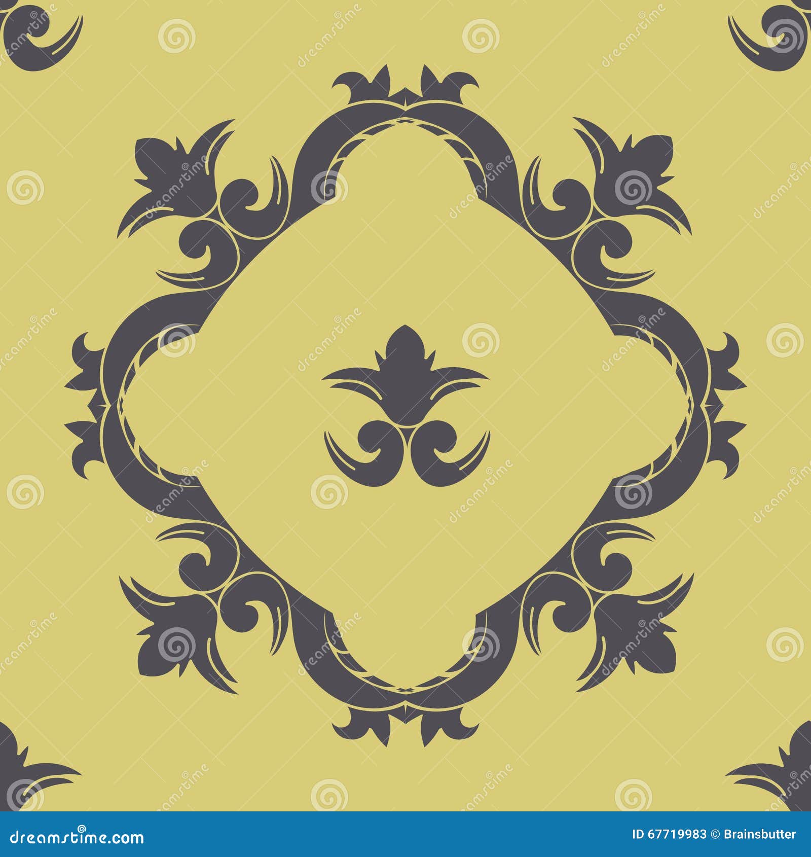 Vector Seamless Pattern with Victorian Frame and Ornate Elements Stock ...