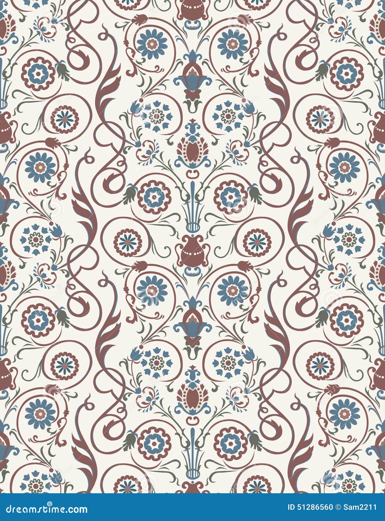 Vector Seamless Pattern in Victorian Style. Stock Vector - Illustration ...