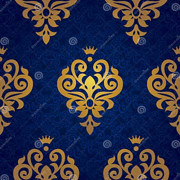 Vector Seamless Pattern in Victorian Style in Gold Decor. Stock Vector ...
