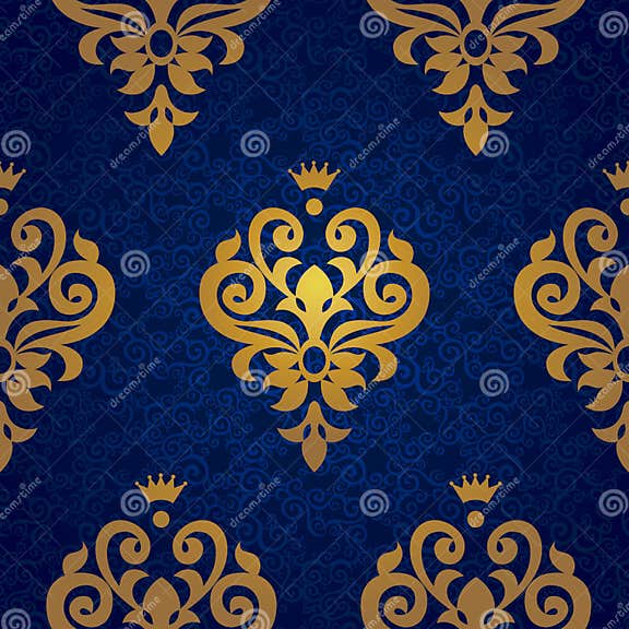 Vector Seamless Pattern in Victorian Style in Gold Decor. Stock Vector ...