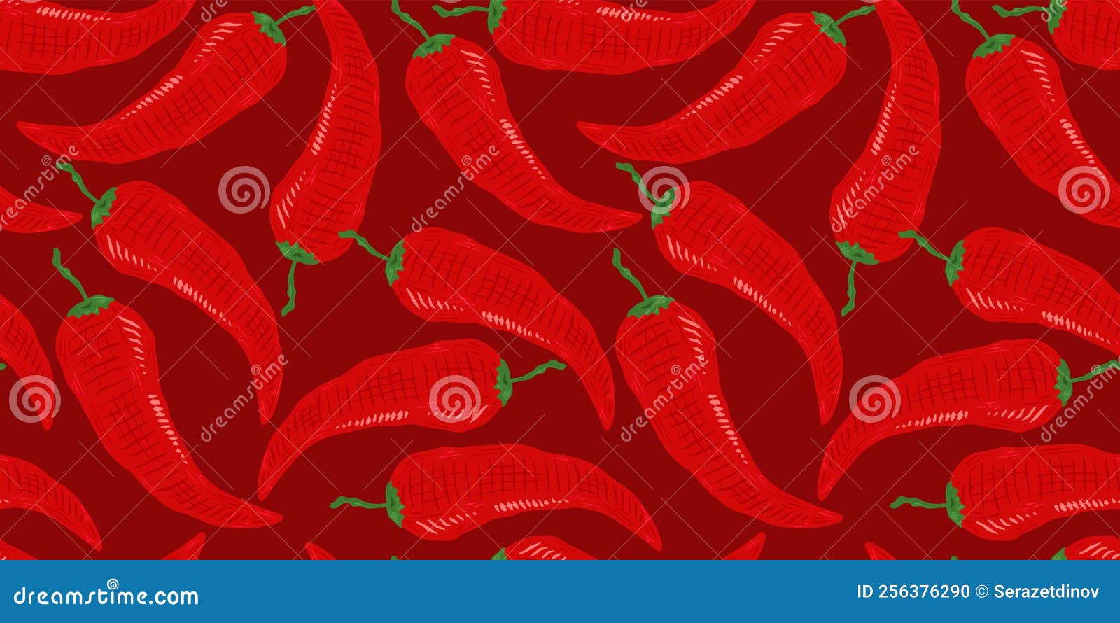 Vector Seamless Pattern of Vintage Chilli Pattern Stock Vector ...