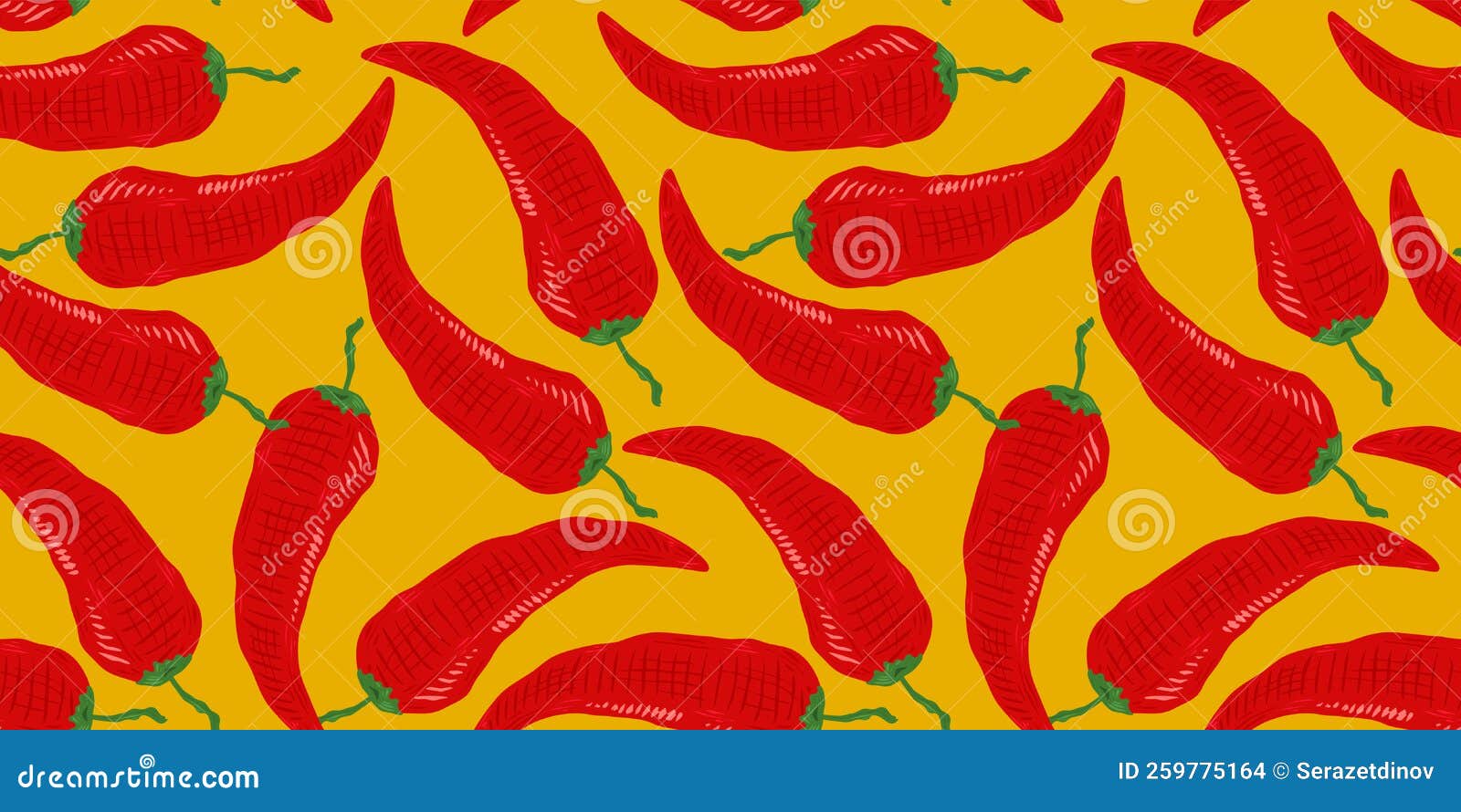 Vector Seamless Pattern of Vintage Chilli Pattern Stock Vector ...