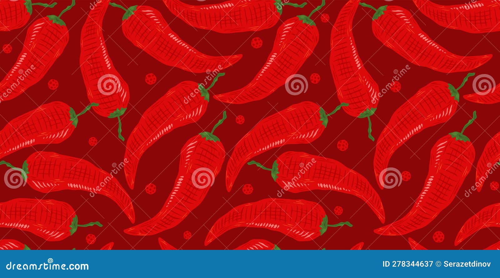 Vector Seamless Pattern of Vintage Chilli Pattern Stock Vector ...