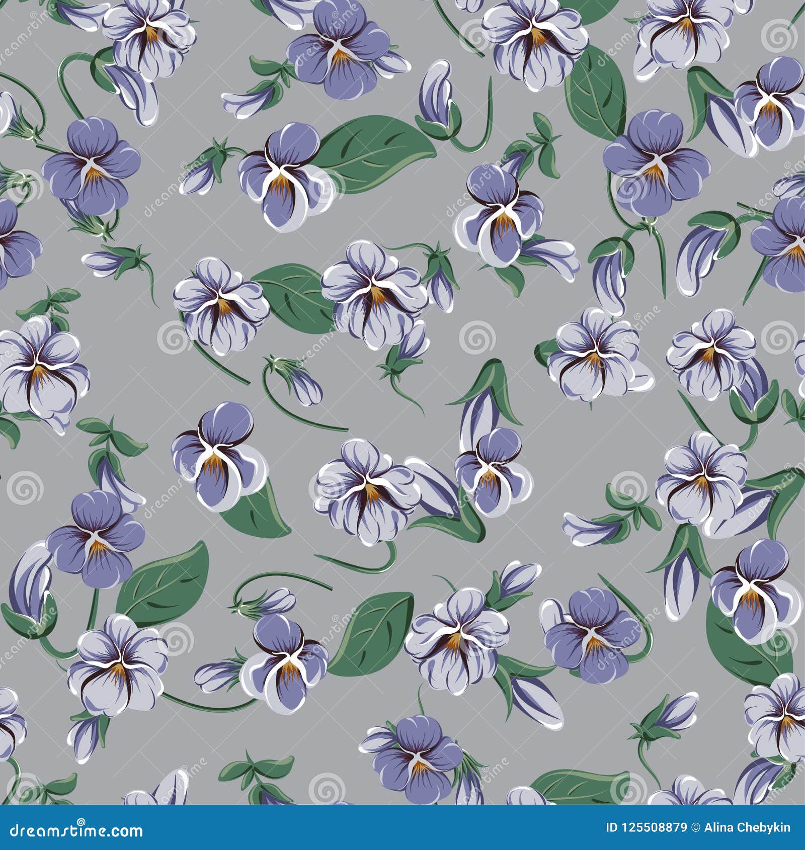 Drawing of Seamless Pattern with Viola Flowers Stock Vector ...