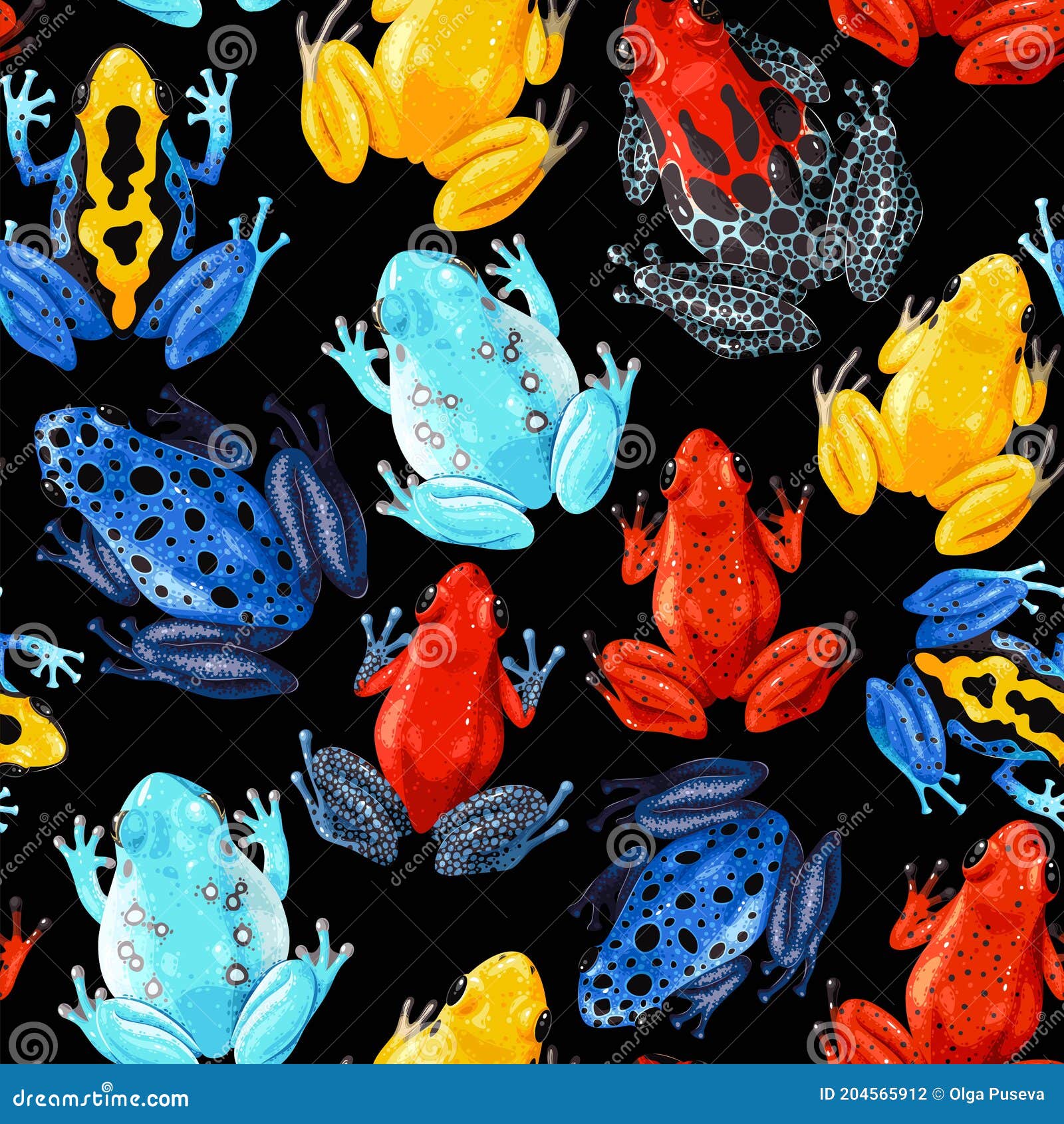 Vector Seamless Pattern with Vivid Tropical Frogs Stock Vector ...