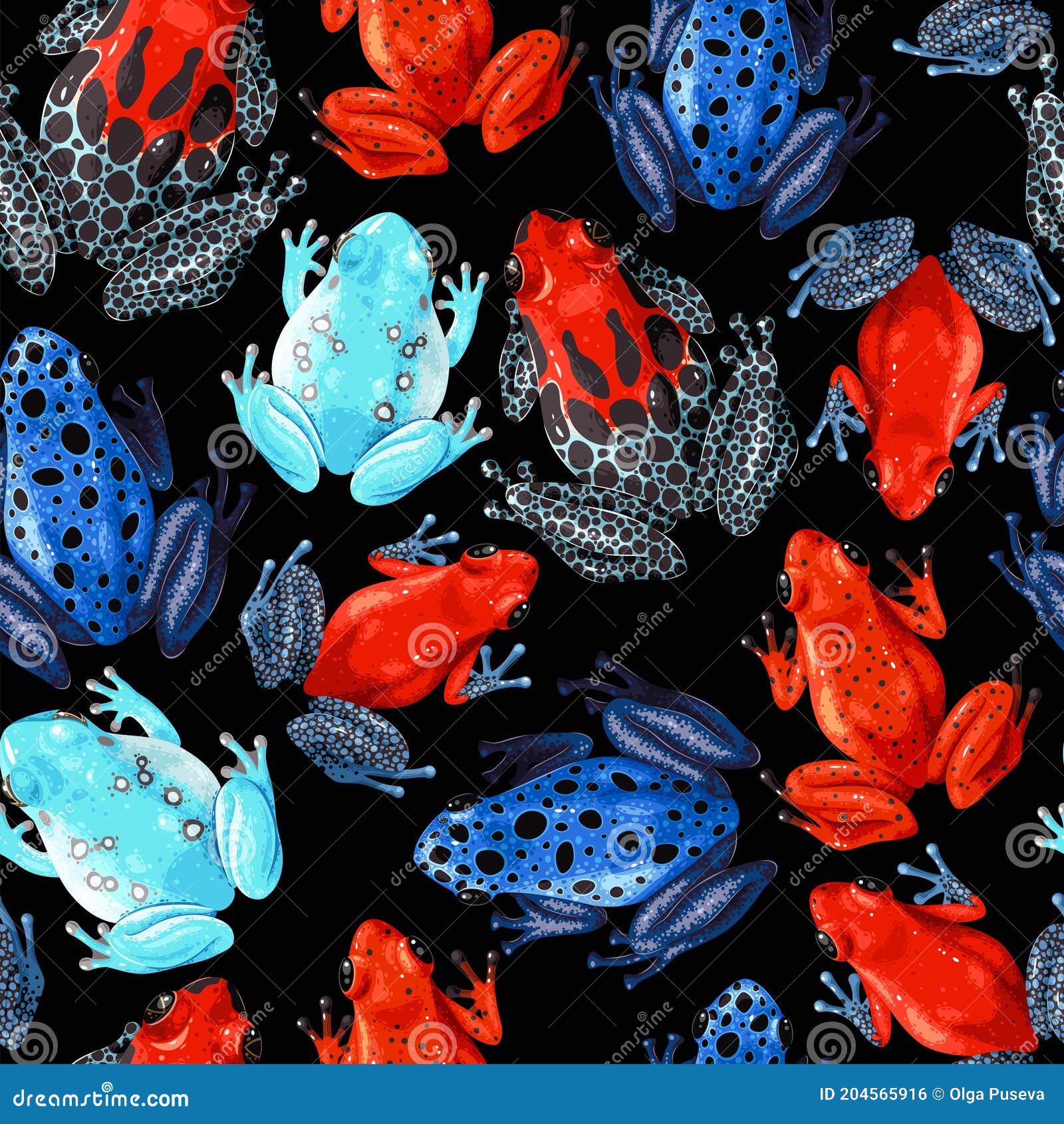 Vector Seamless Pattern with Vivid Tropical Frogs Stock Vector ...