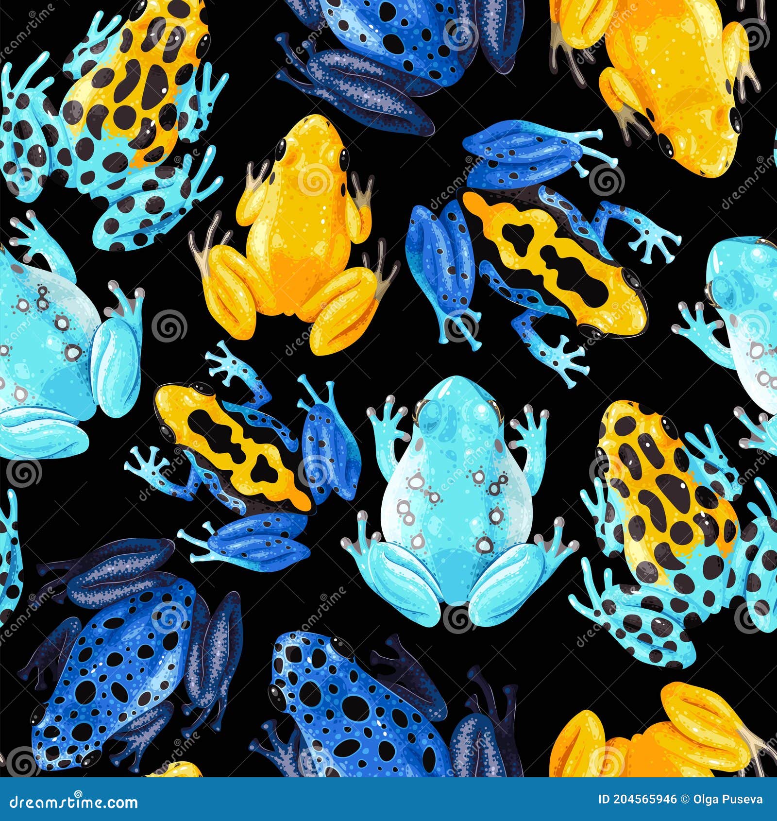 Vector Seamless Pattern with Vivid Tropical Frogs Stock Vector ...