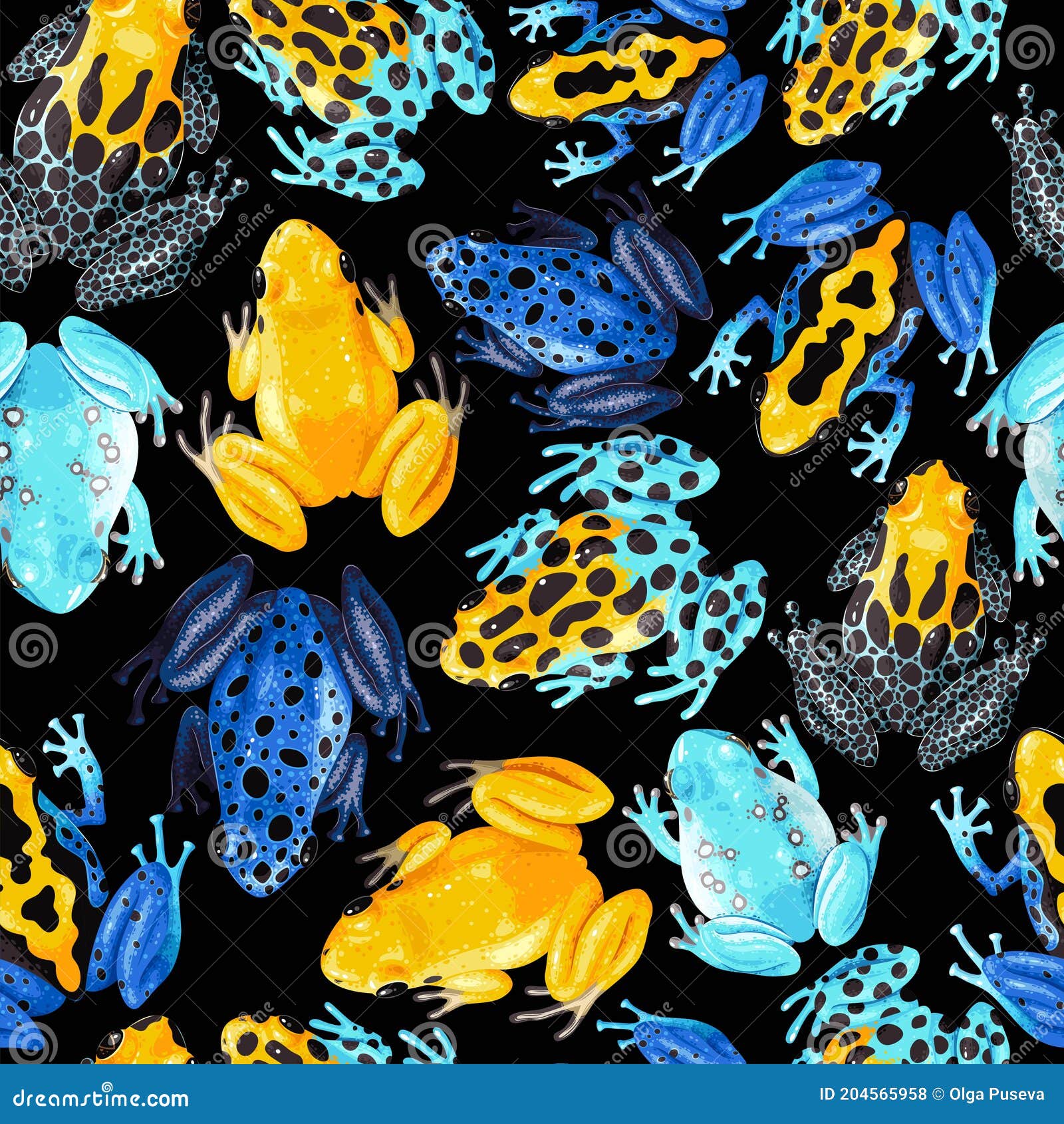 Vector Seamless Pattern with Vivid Tropical Frogs Stock Vector ...