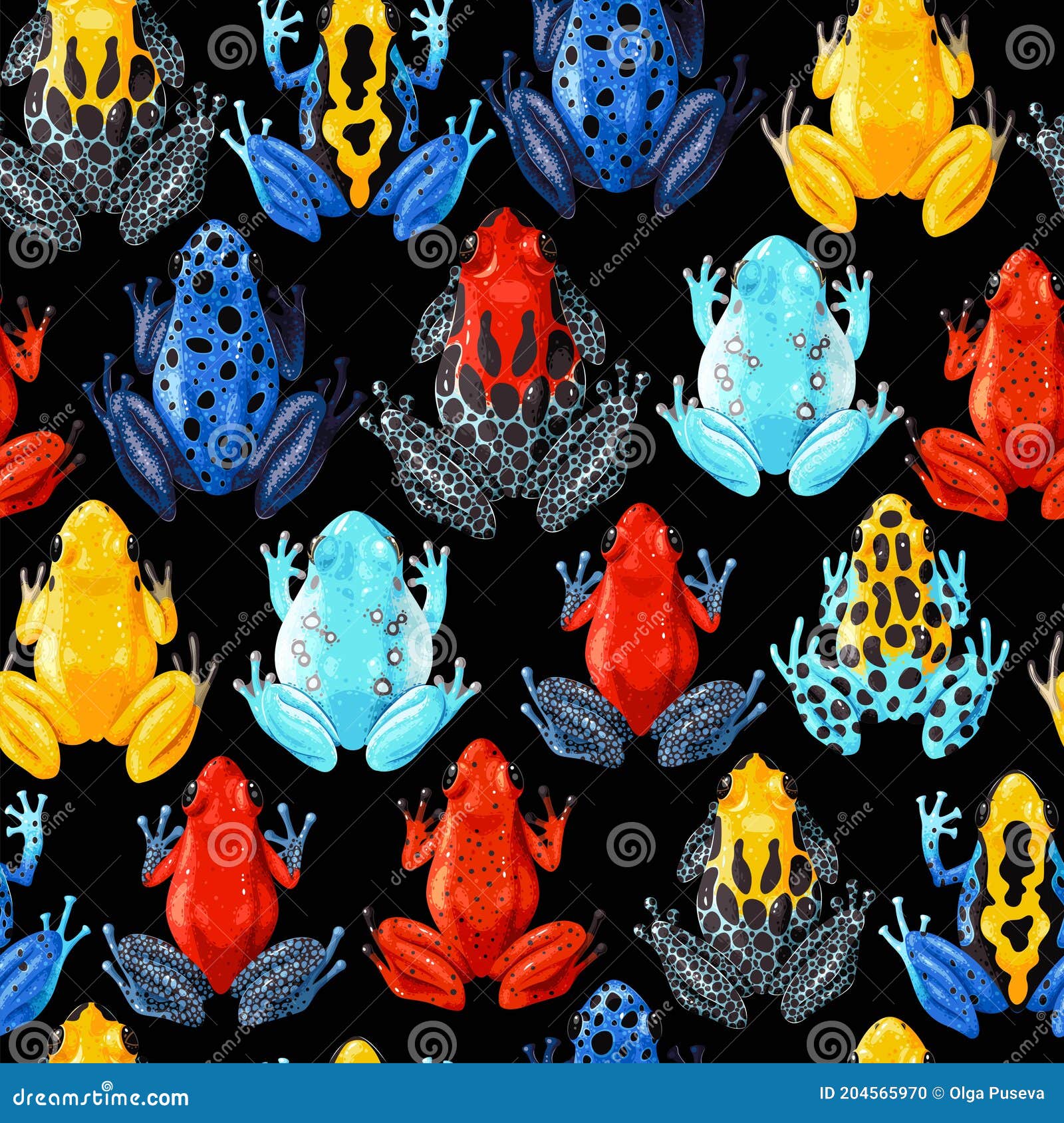 Vector Seamless Pattern with Vivid Tropical Frogs Stock Vector ...