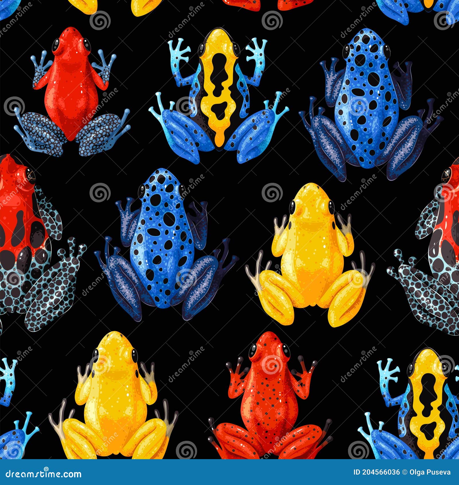 Vector Seamless Pattern with Vivid Tropical Frogs Stock Vector ...