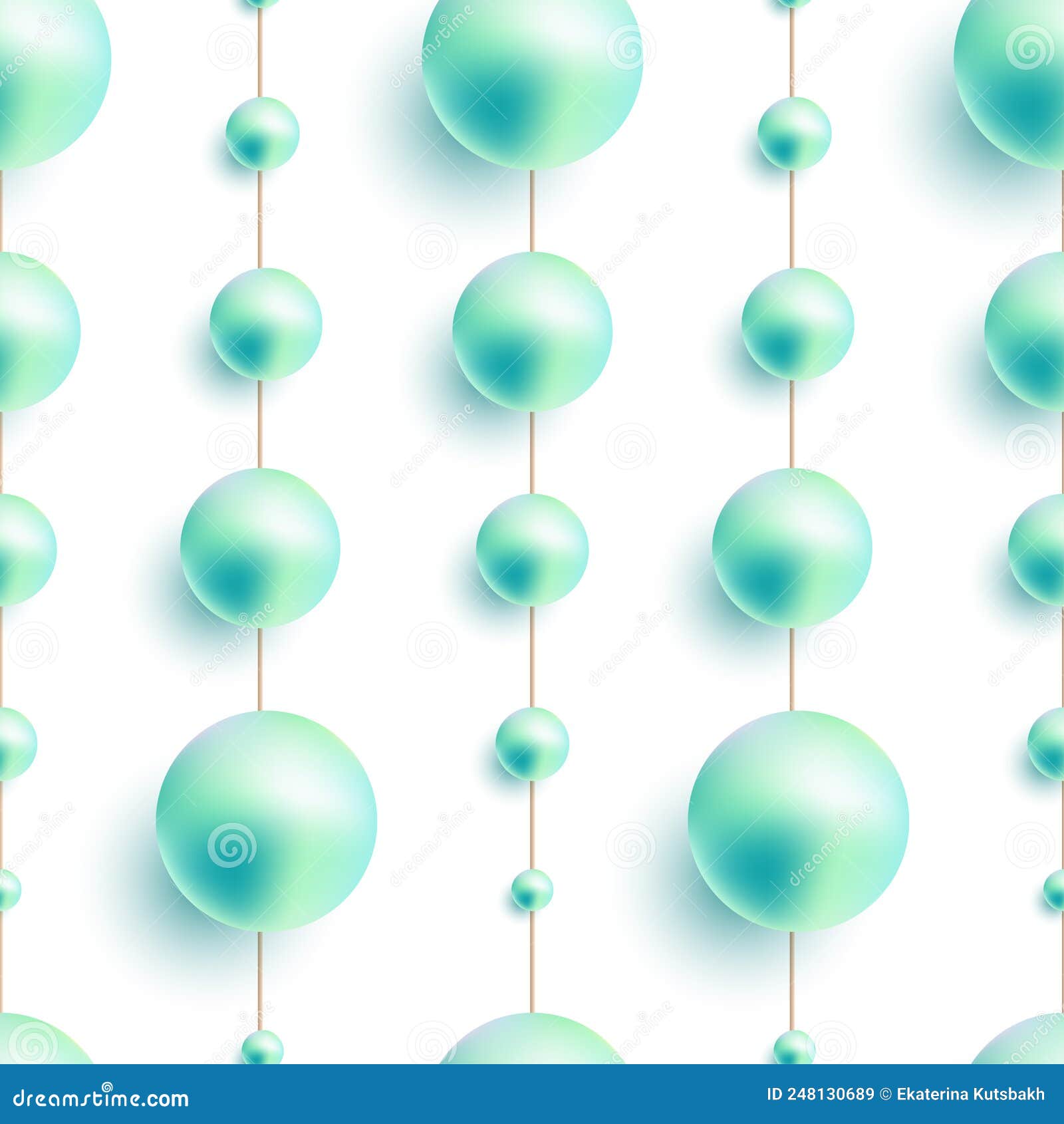 Vector Seamless Pattern, Volumetric 3D Balls on Threads. Stock Vector ...