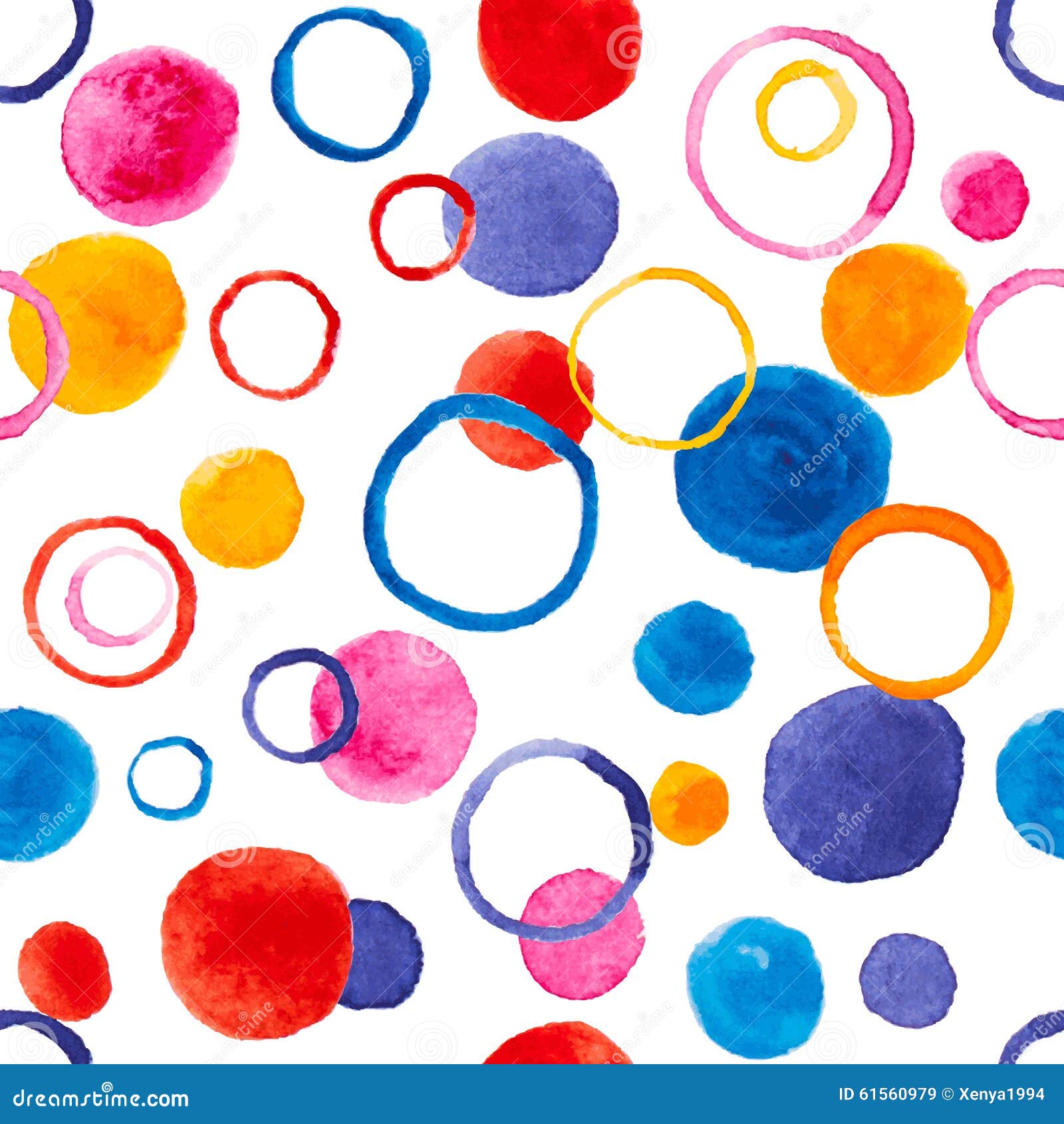 Vector Seamless Pattern with Watercolor Bubbles for Design Stock Vector ...