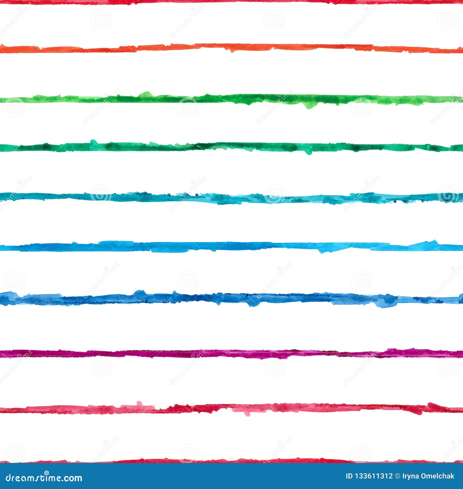 Vector Seamless Pattern with Watercolor Color Strips on a White ...