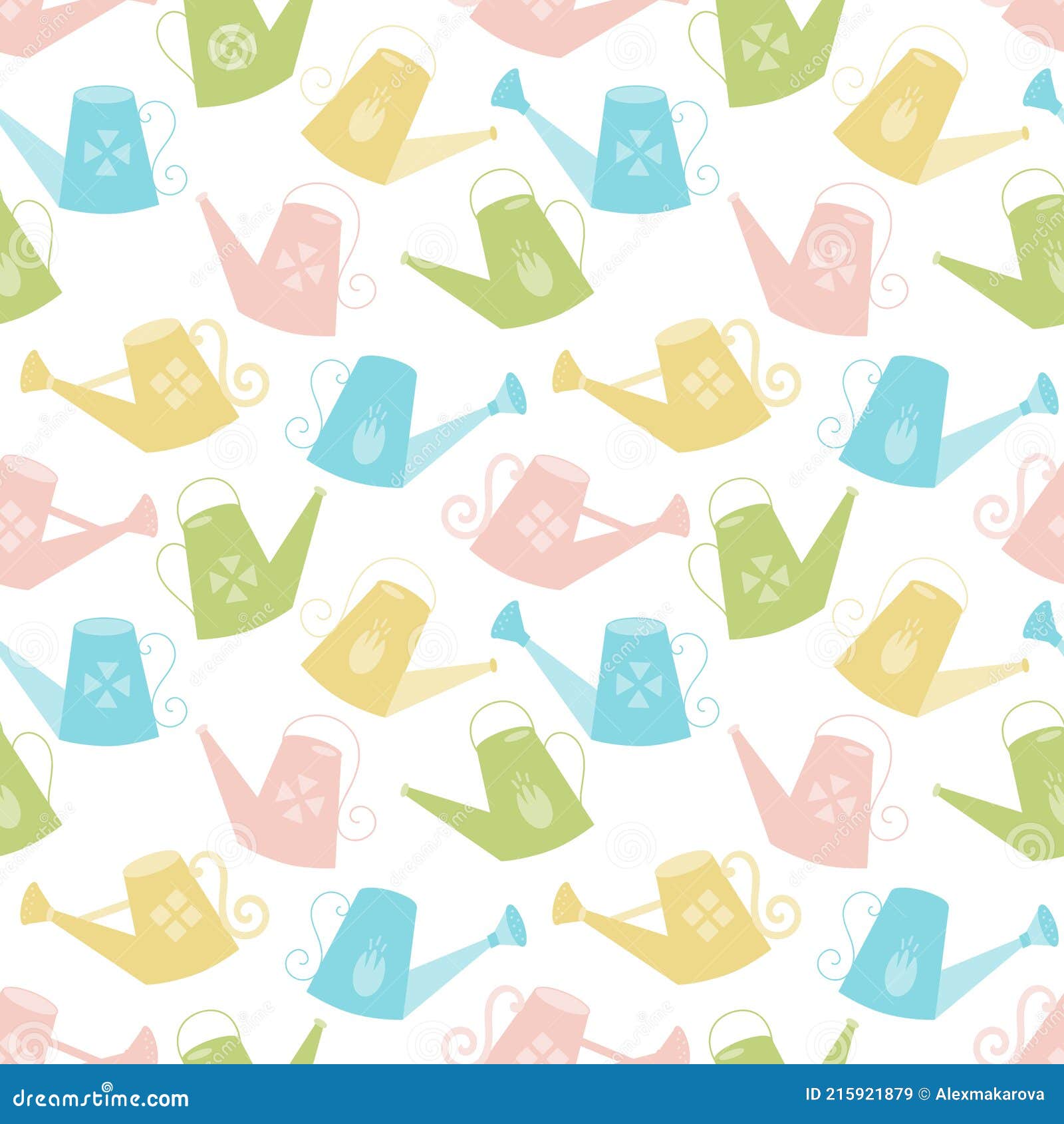 Vector Seamless Pattern with Watering Cans Stock Vector - Illustration ...