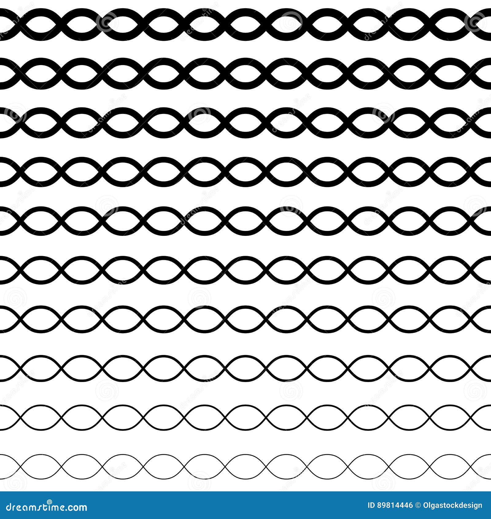 Vector Seamless Pattern, Wavy Lines, DNA Stock Vector - Illustration of ...