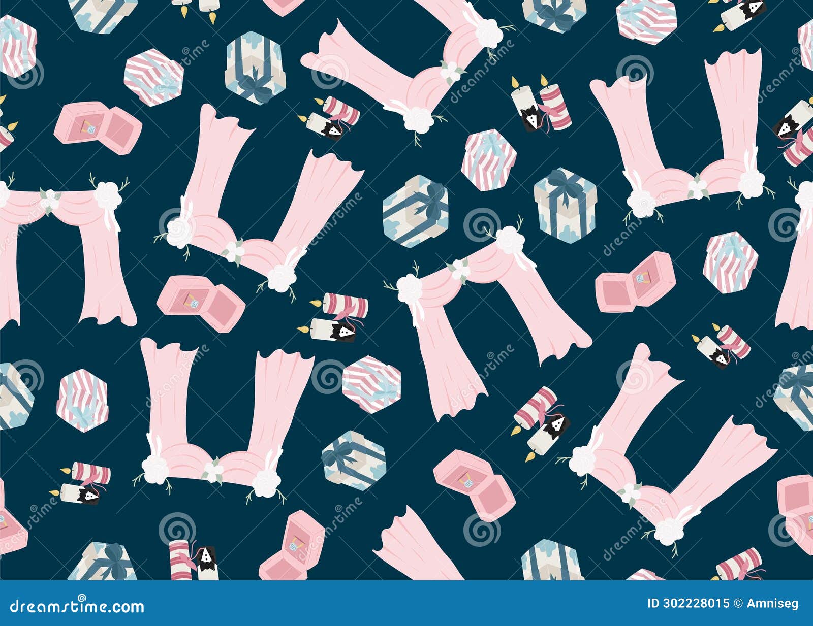 Vector Seamless Pattern with Wedding Arch, Candle, Gift and Wedding ...