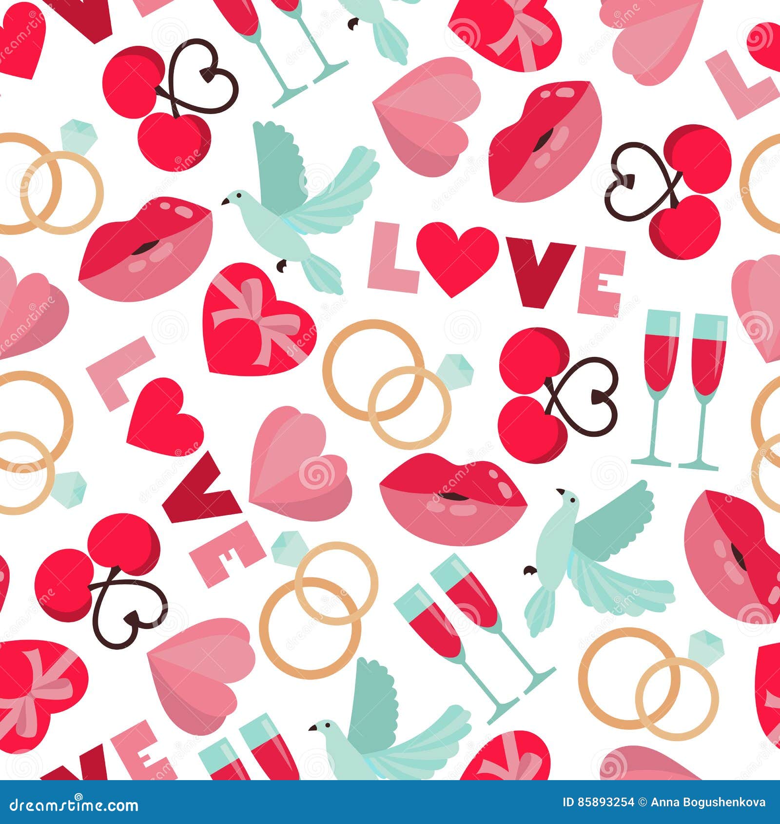 Vector Seamless Pattern of Wedding and Love Symbols Stock Vector ...