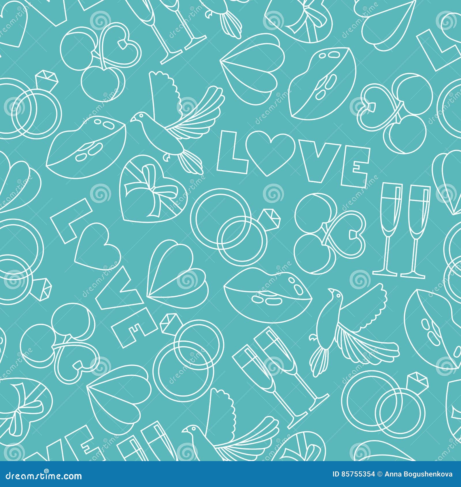 Vector Seamless Pattern of Wedding and Love Symbols Stock Vector ...