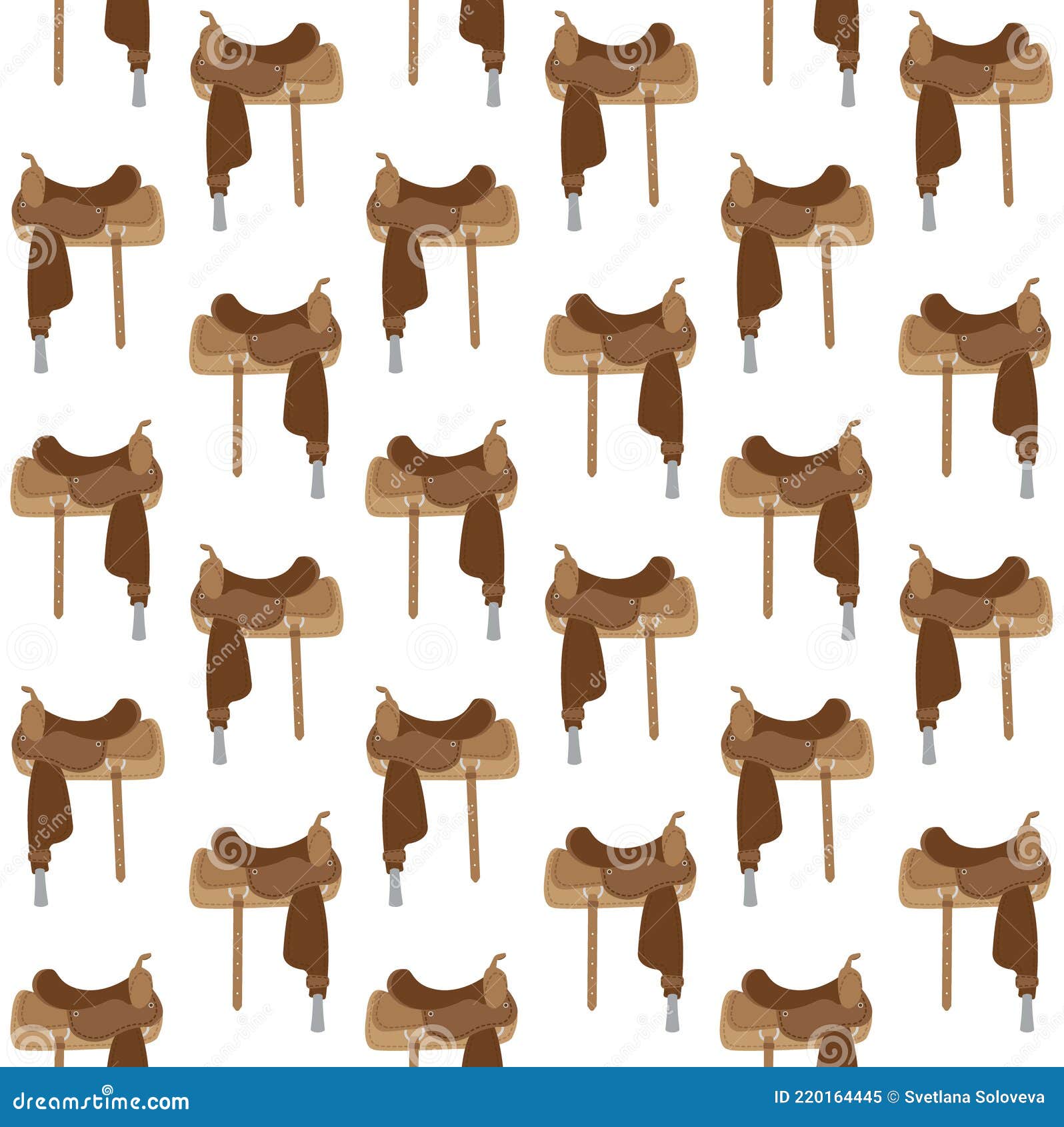 Vector Seamless Pattern of Western Horse Saddle Stock Vector ...