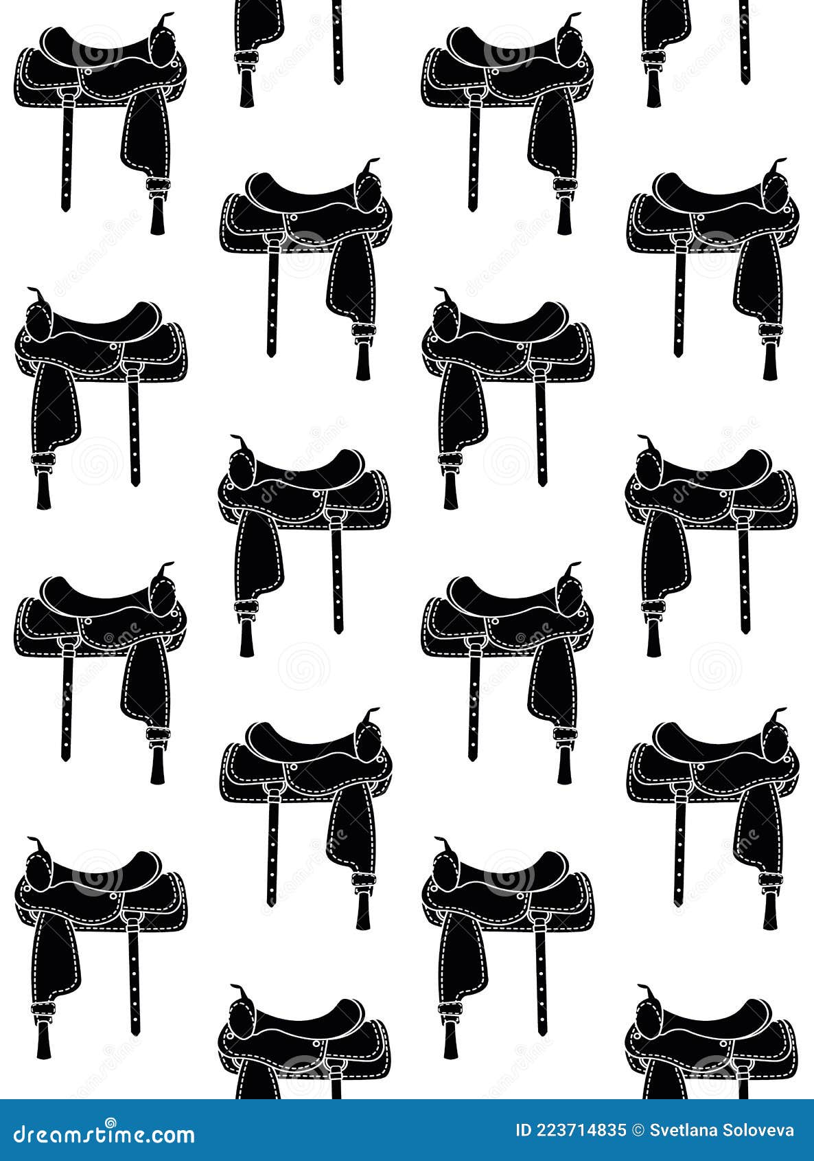 Vector Seamless Pattern of Western Horse Saddle Stock Illustration ...