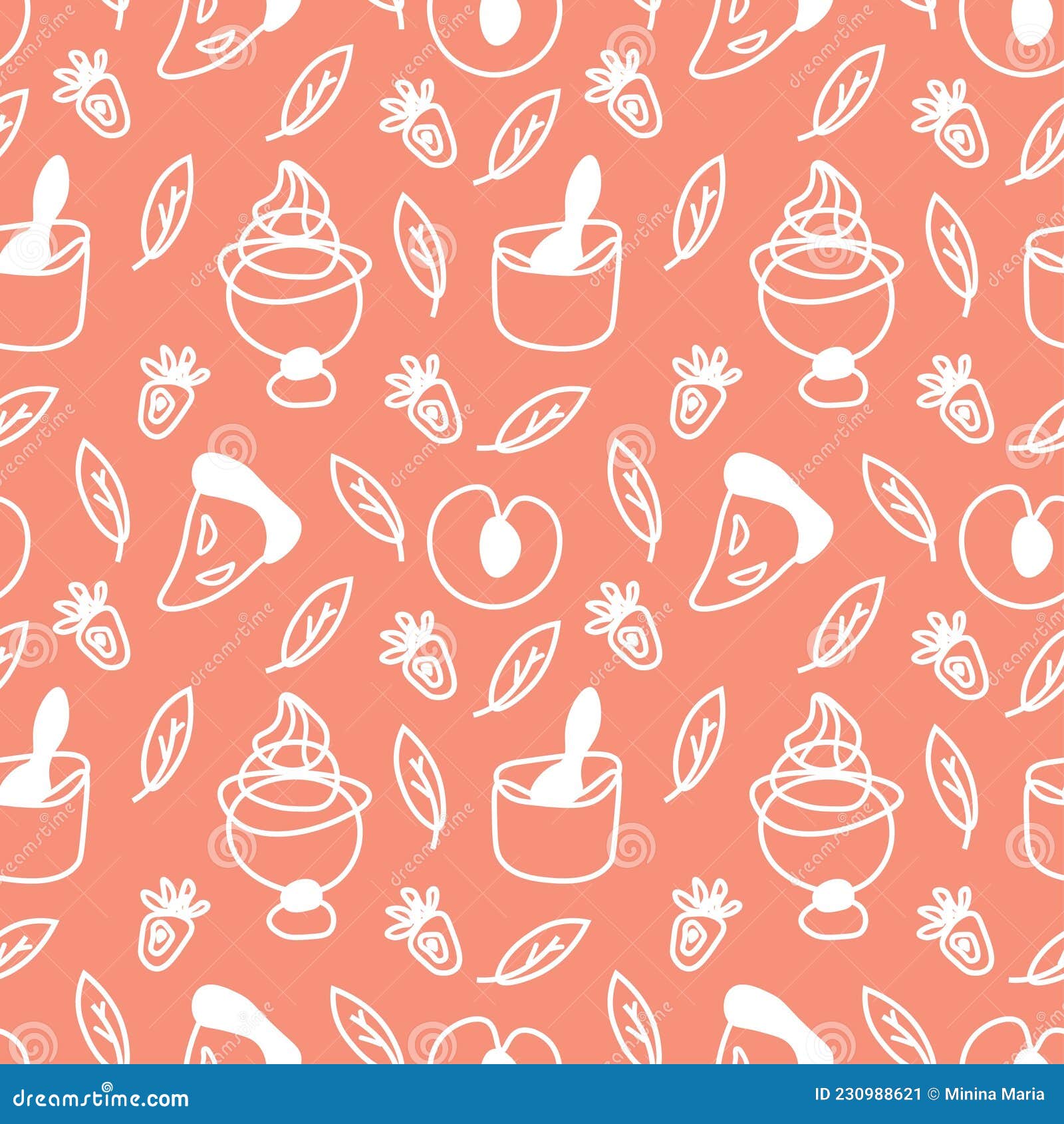 Vector Seamless Pattern White Cooking on Orange Isolated Background ...