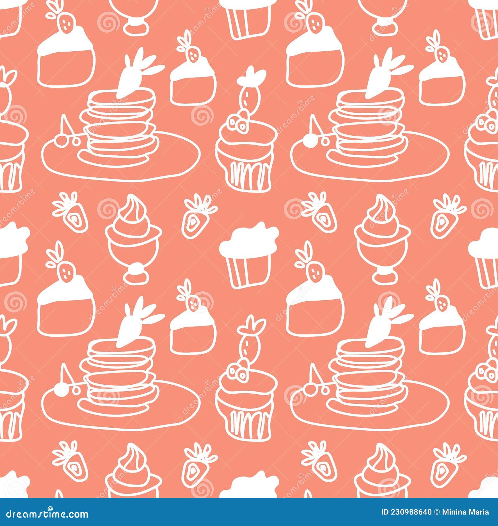 Vector Seamless Pattern White Cooking on Orange Isolated Background ...