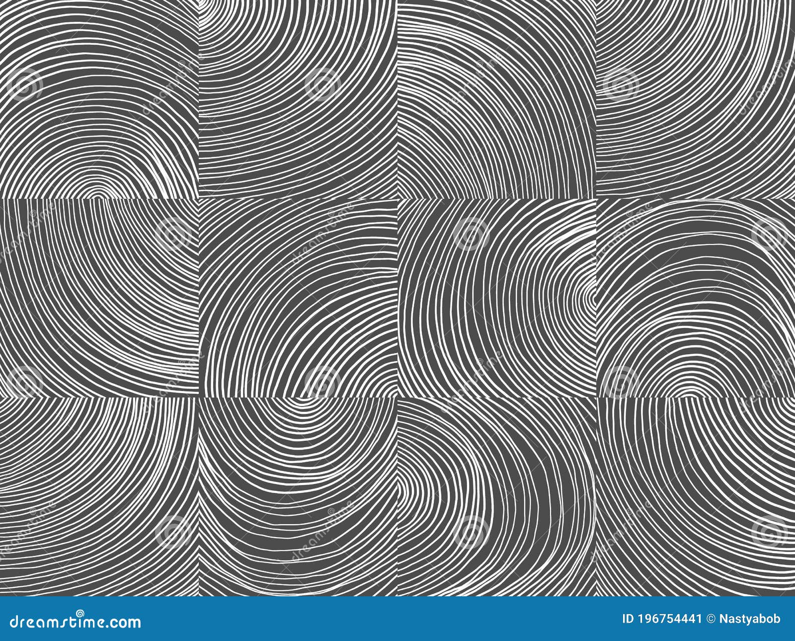 Vector Seamless Pattern. White Curved Lines on Black Background Stock ...