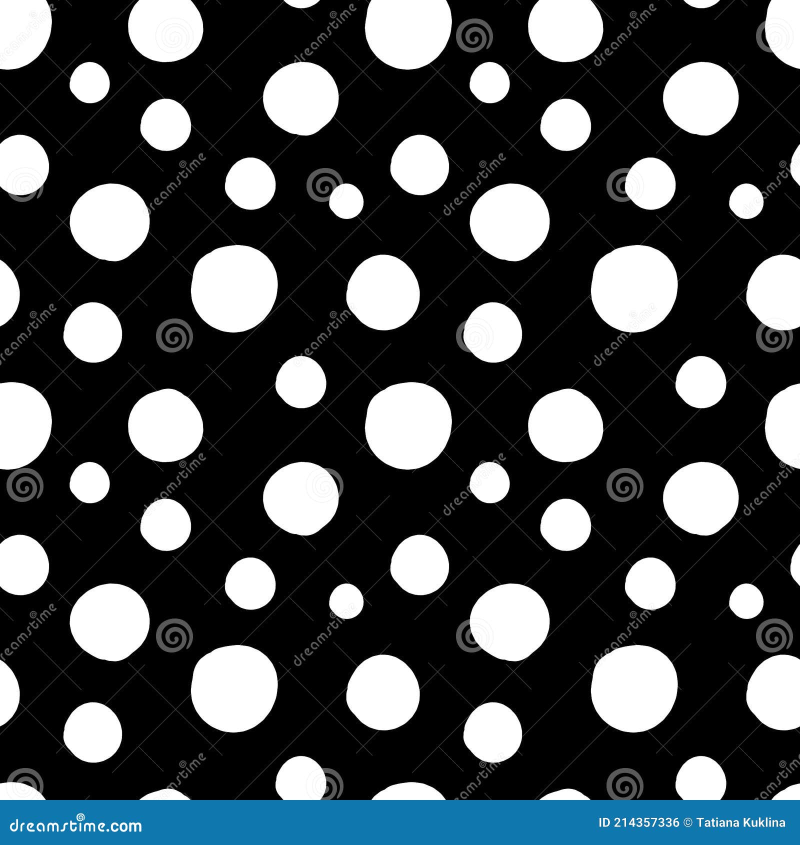 Vector Seamless Pattern Of White Hand Drawn Circles Polka Dot Isolated